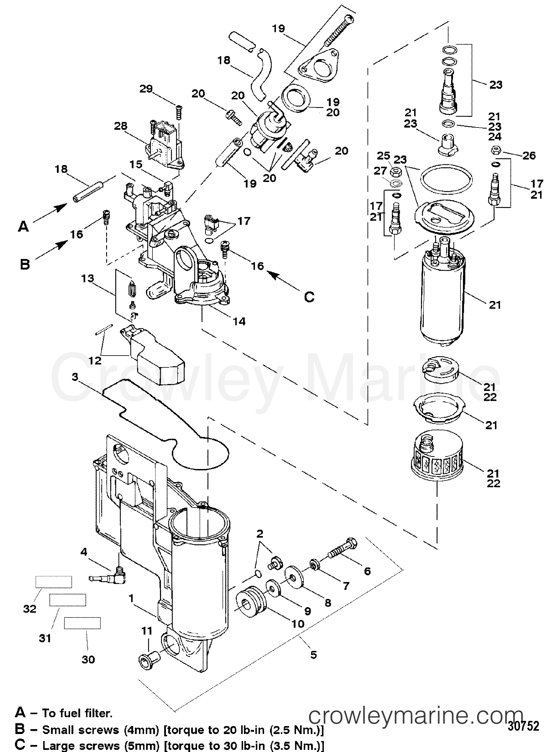 VAPOR SEPARATOR - 2000 Outboard 250EFI [L PRO XB] 1256413WD | Crowley ...