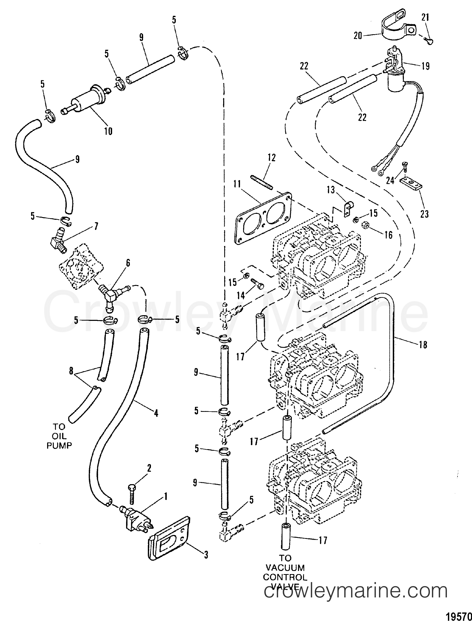 FUEL LINES - 1990 Outboard 135 [L] 71354120D | Crowley Marine