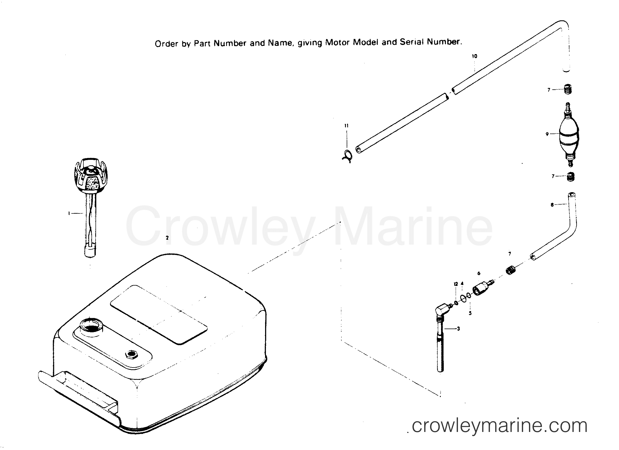 FUEL TANK AND LINE - 1980 Outboard 75 754B0B | Crowley Marine