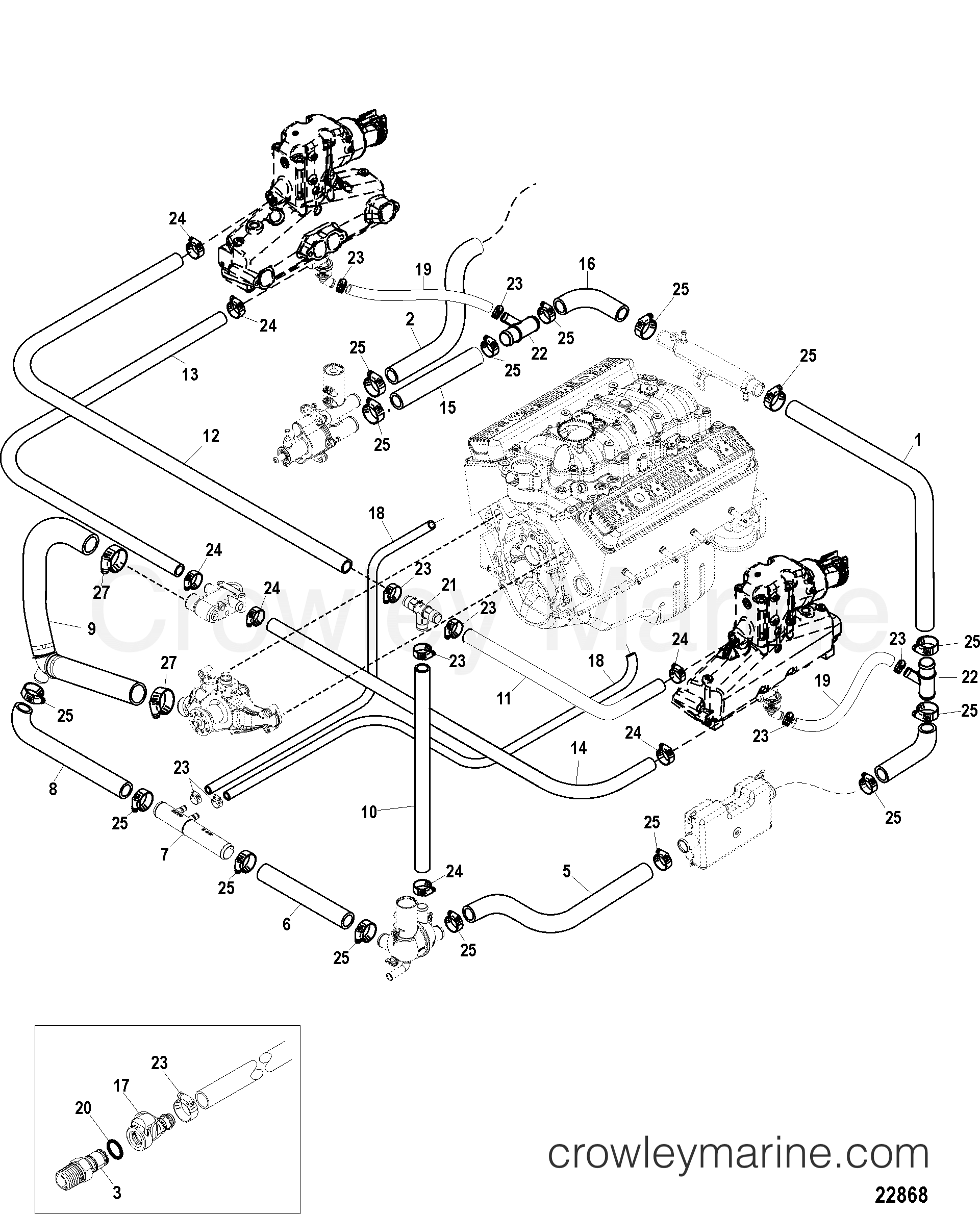 STANDARD COOLING SYSTEM - 1998 Inboard Engine 350 MAG [MPI SKI ...