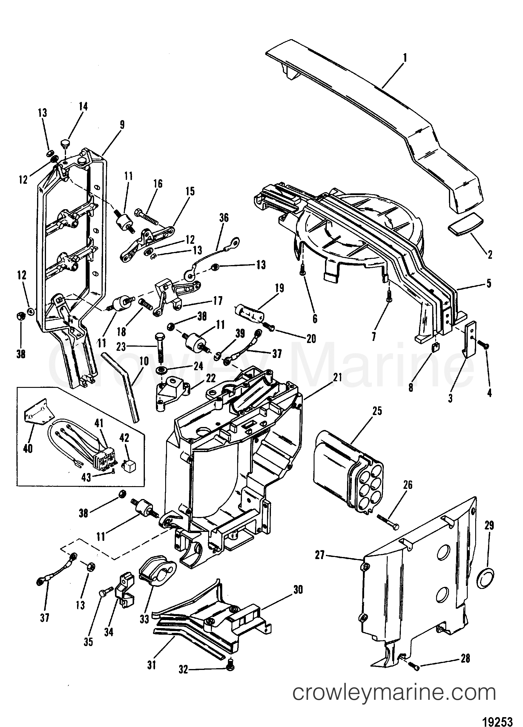 COWL SUPPORT BRACKETS - 1987 Outboard 50 [ELO] 7050717 | Crowley Marine