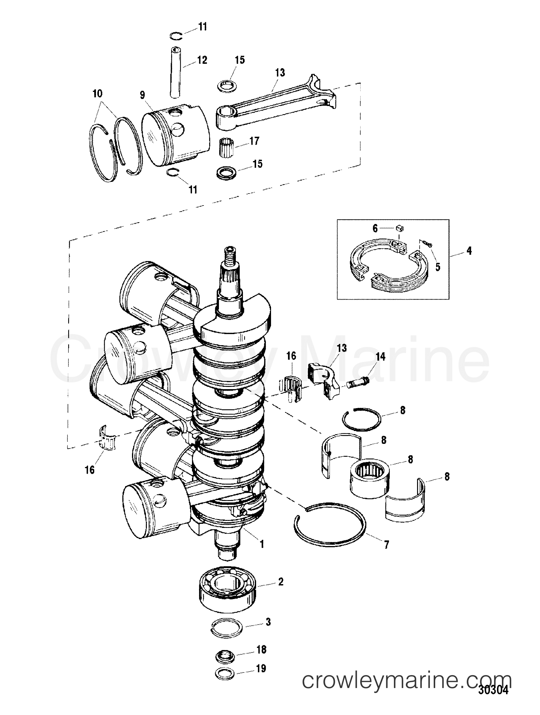 CRANKSHAFT / PISTONS / CONNECTING RODS - 2000 Sport Jet 240 [JETPWHD ...