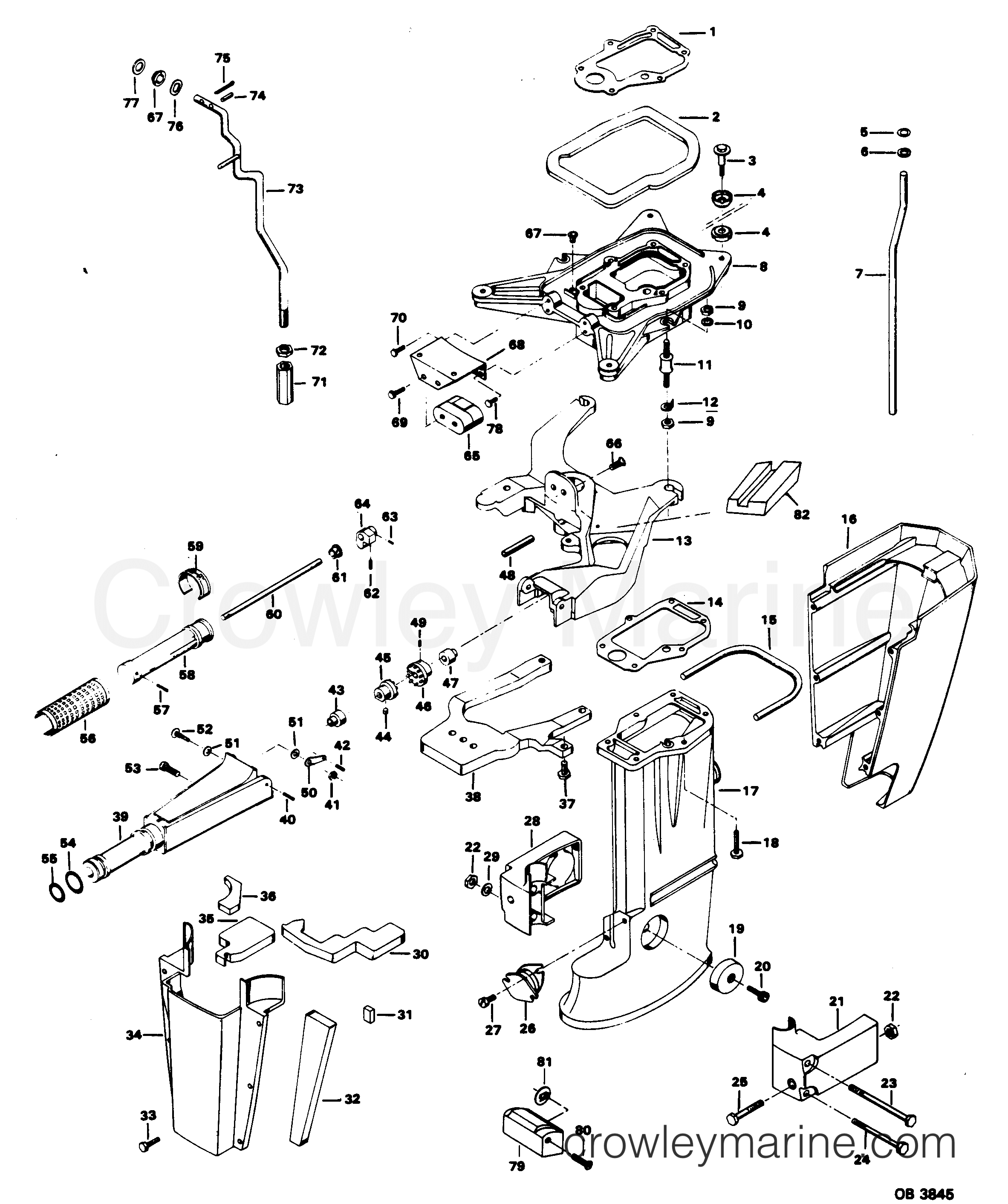 MOTOR LEG - 1983 Outboard 25 H0252B83G | Crowley Marine
