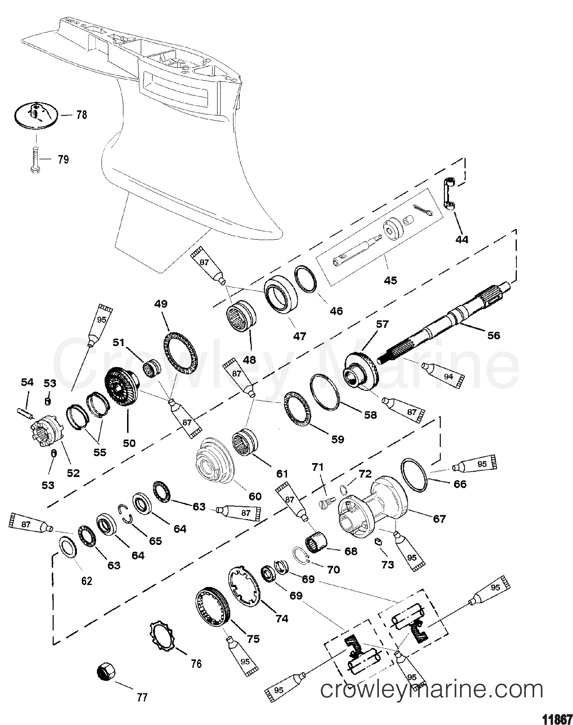 GEAR HOUSING, PROPELLER SHAFT-COUNTER-SPORTMASTER - 2001 Race Outboard ...