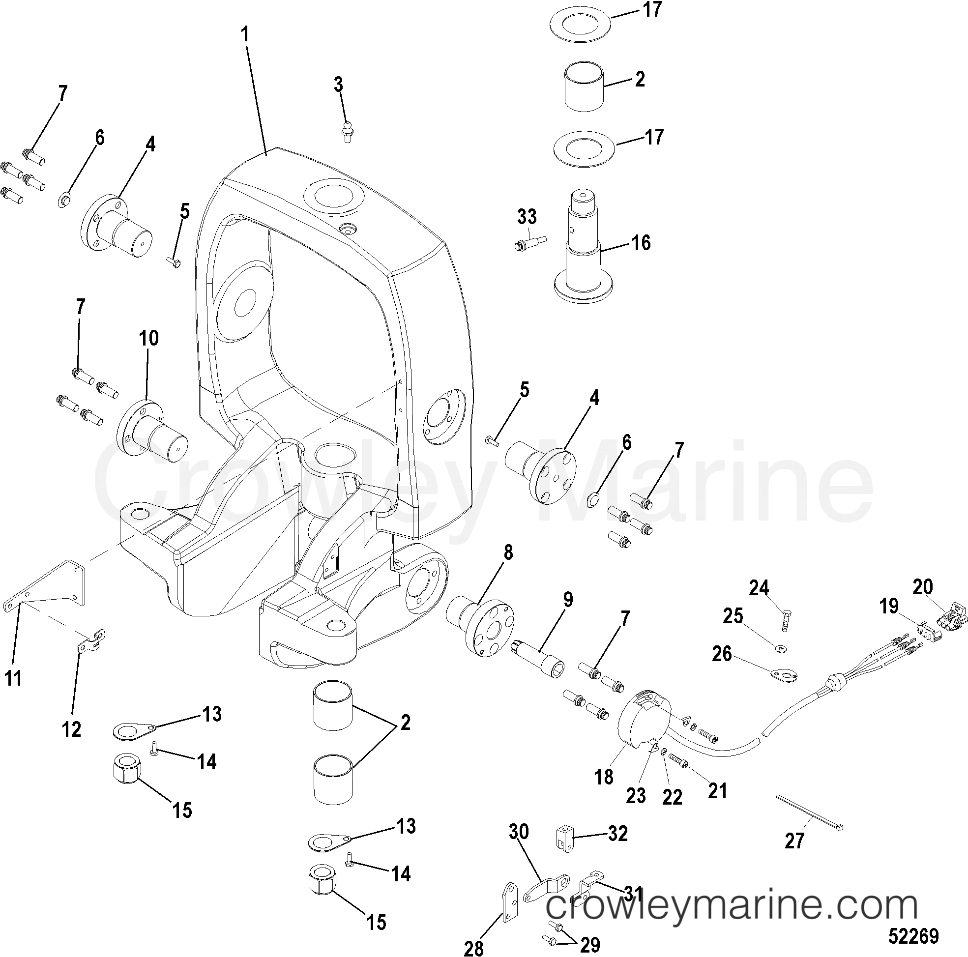 GIMBAL RING COMPONENTS, DESIGN-I, 0M969105 AND BELOW - 2012 Stern Drive ...