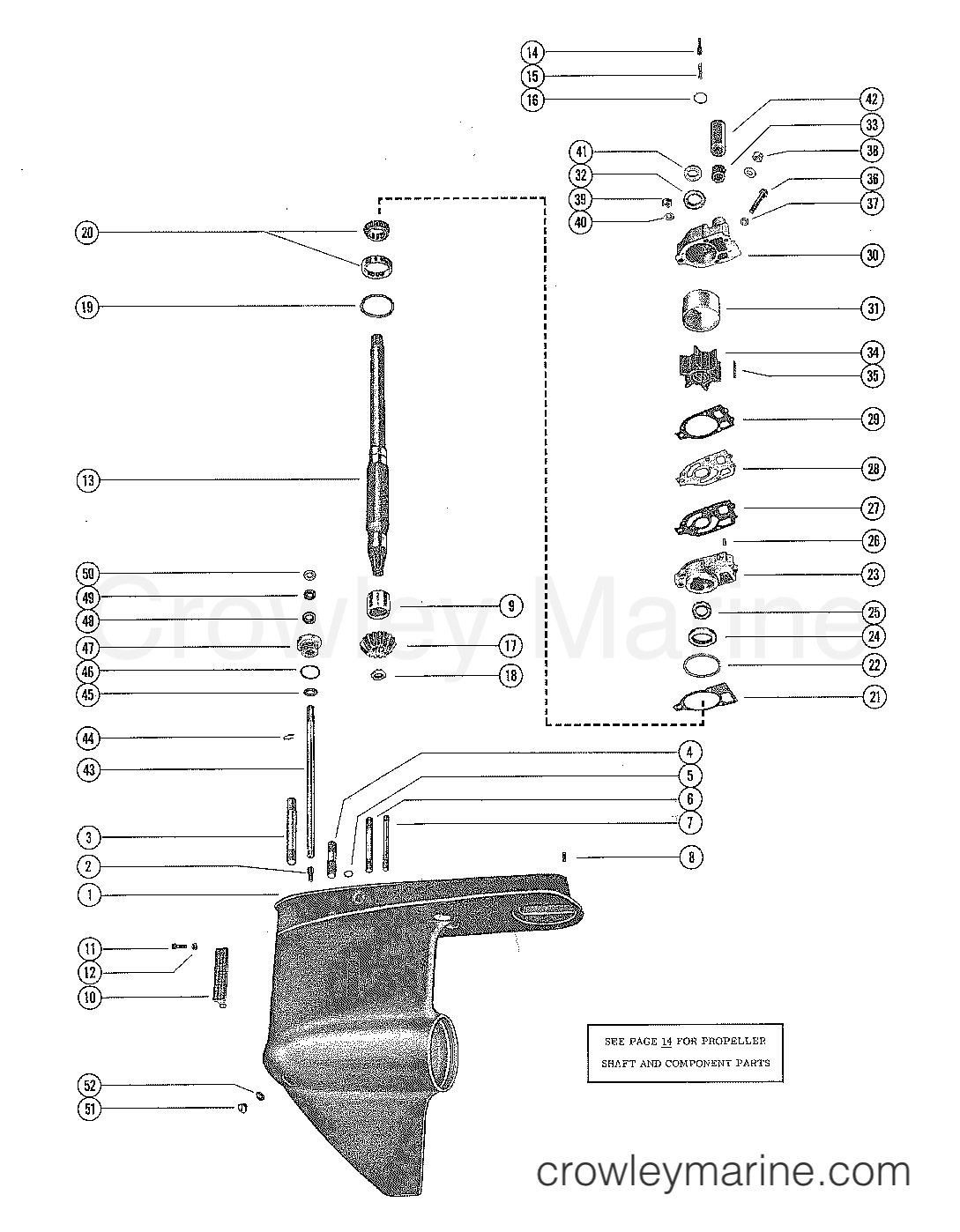 GEAR HOUSING ASSEMBLY, COMPLETE - Serial Range Stern Drive 888 1971 ...