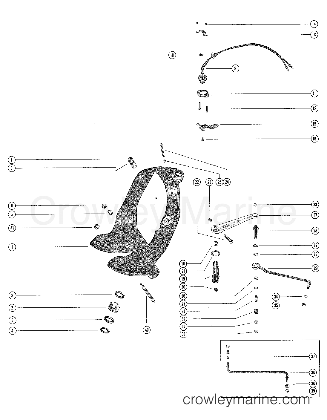 GIMBAL RING ASSEMBLY AND STEERING LEVER - Serial Range Stern Drive 120/ ...