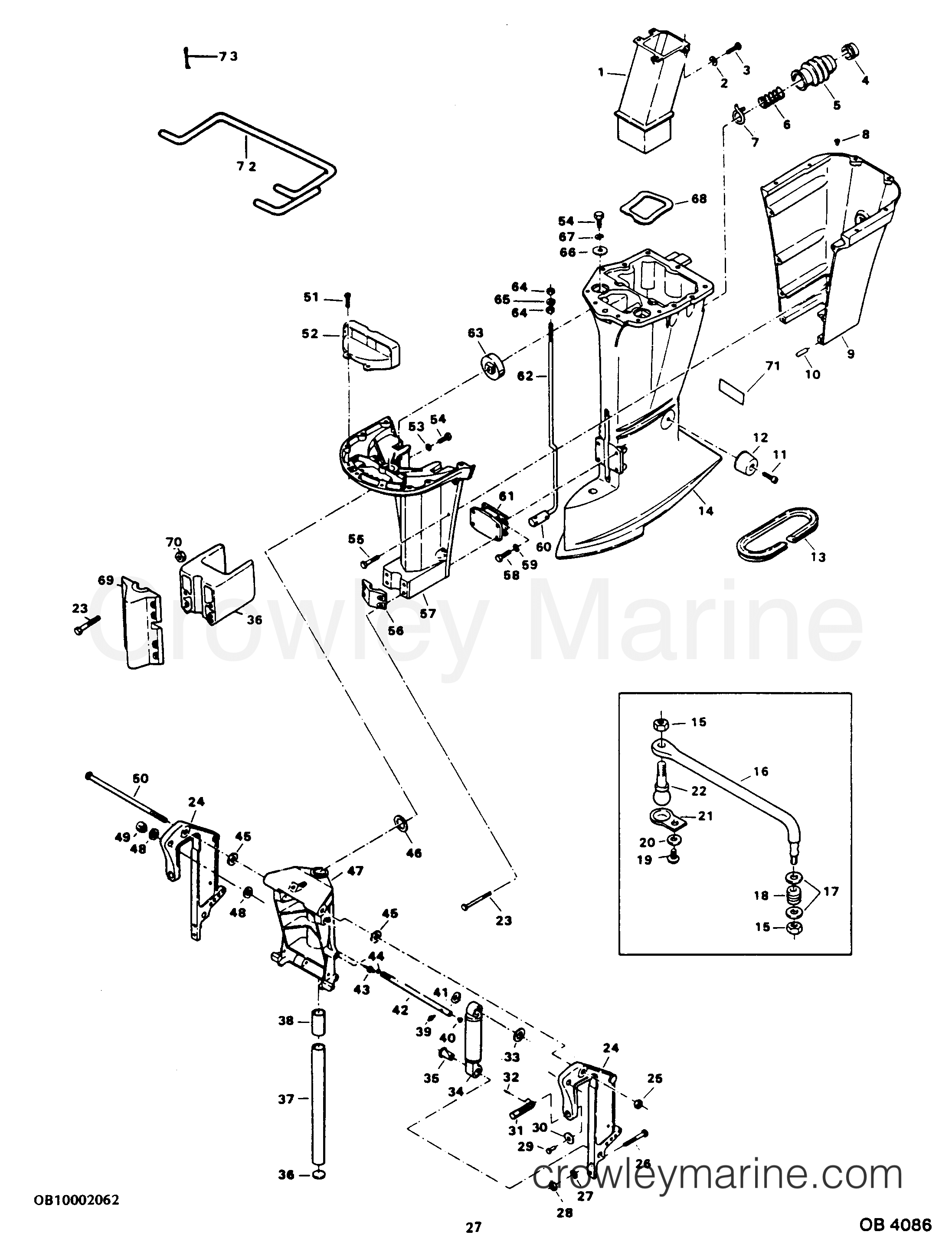 MOTOR LEG - 1986 Outboard 125 H1251F86A | Crowley Marine