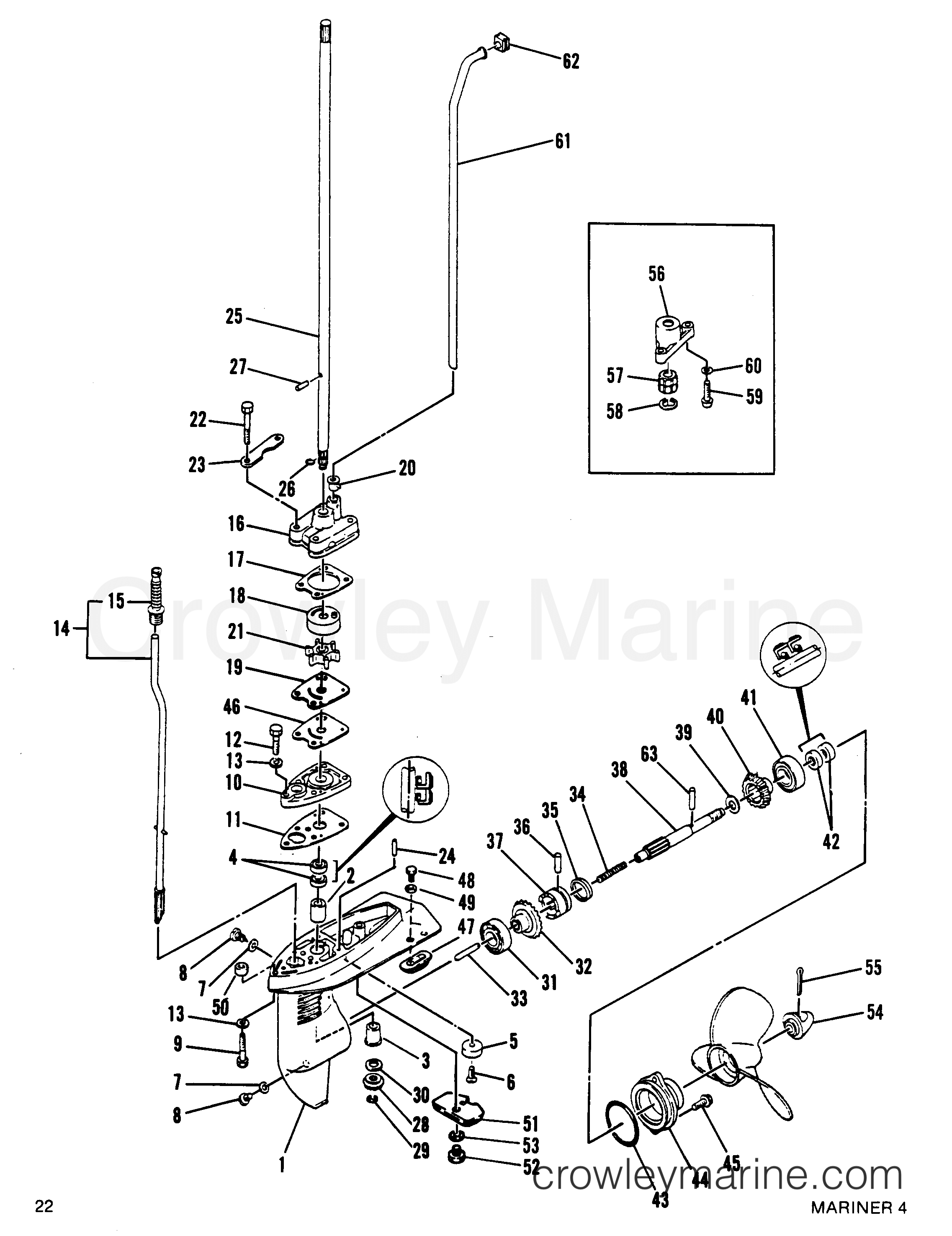 GEARHOUSING ASSEMBLY - 1981 Outboard 4 [ML] 7004221 | Crowley Marine