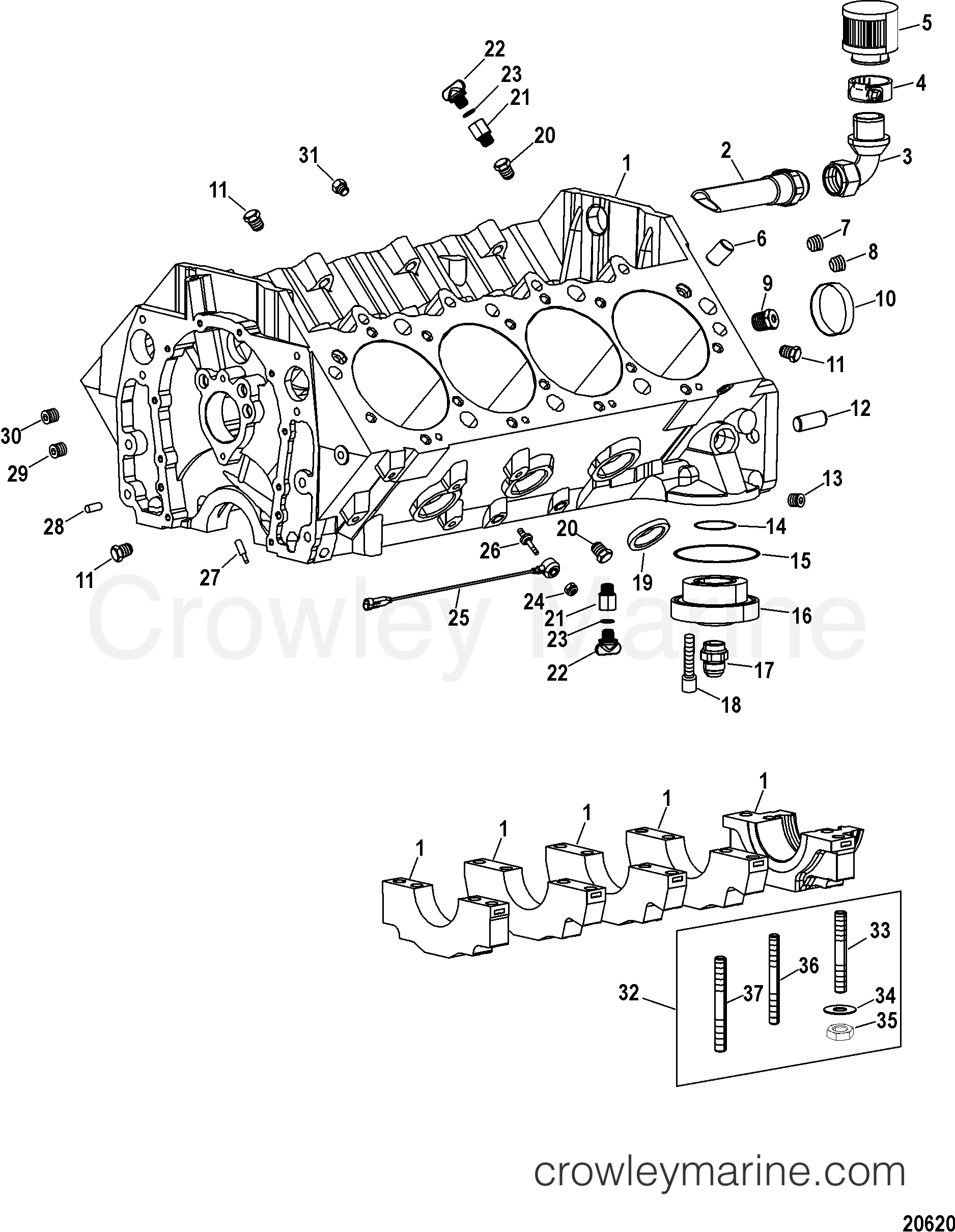 ENGINE COMPONENTS(CYLINDER BLOCK) - 2004 Race Stern Drive 1075 SCI ...