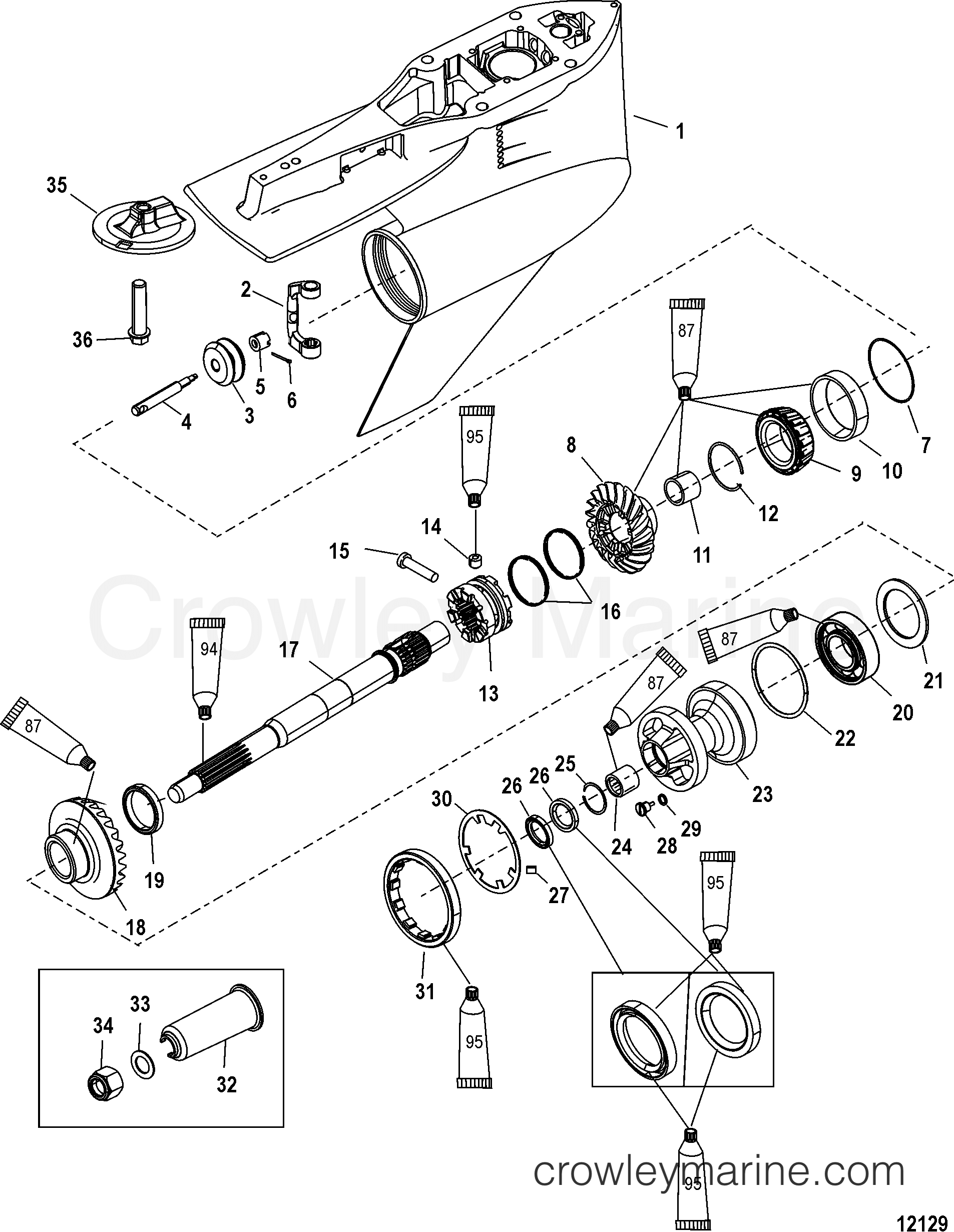 GEAR HOUSING, PROPELLER SHAFT-STANDARD-FLEETMASTER - 2009 Outboard ...