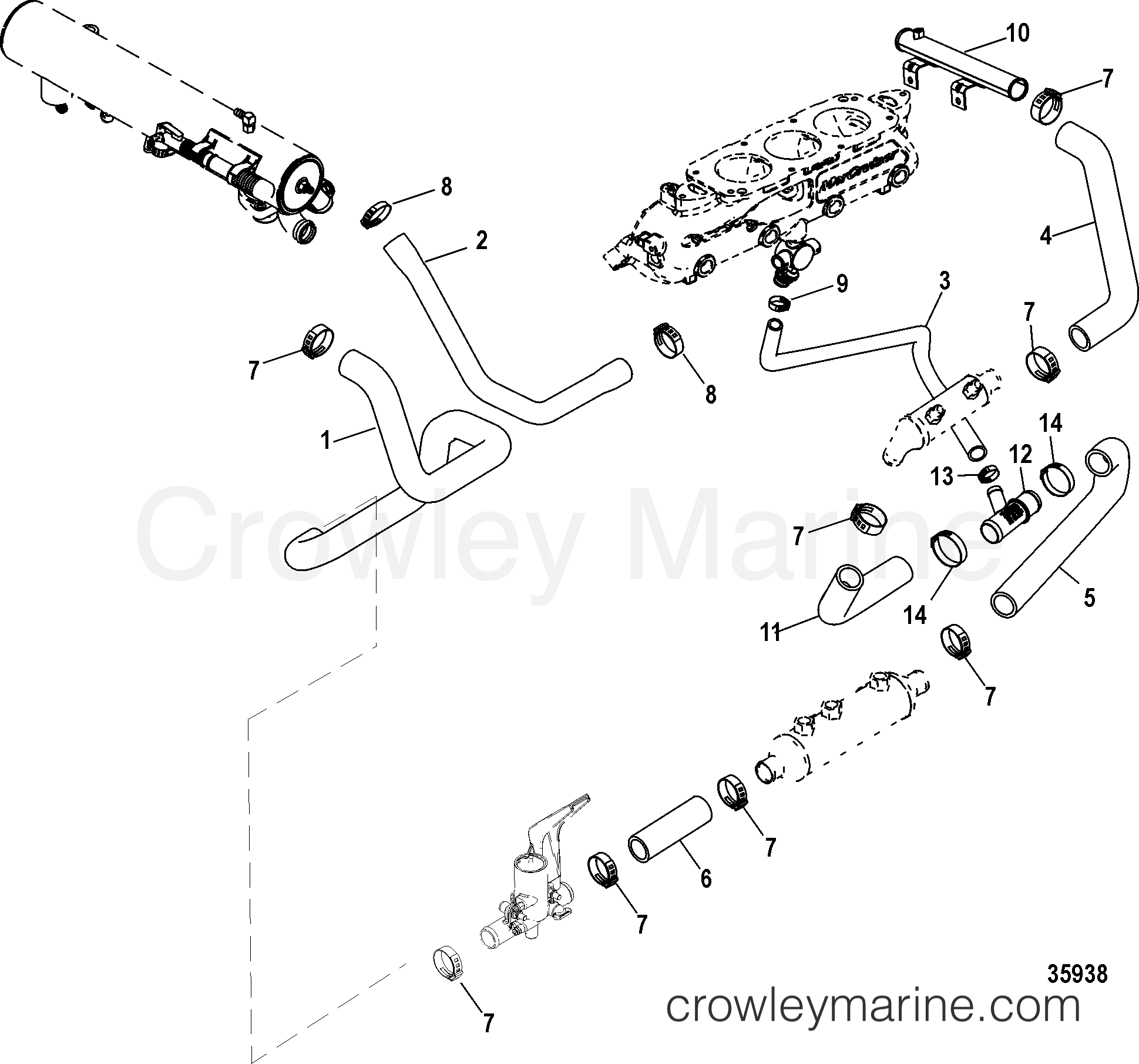 COOLING SYSTEM, RAW WATER COMPONENTS, PORT (AXIUS) - 1998 Stern Drive ...