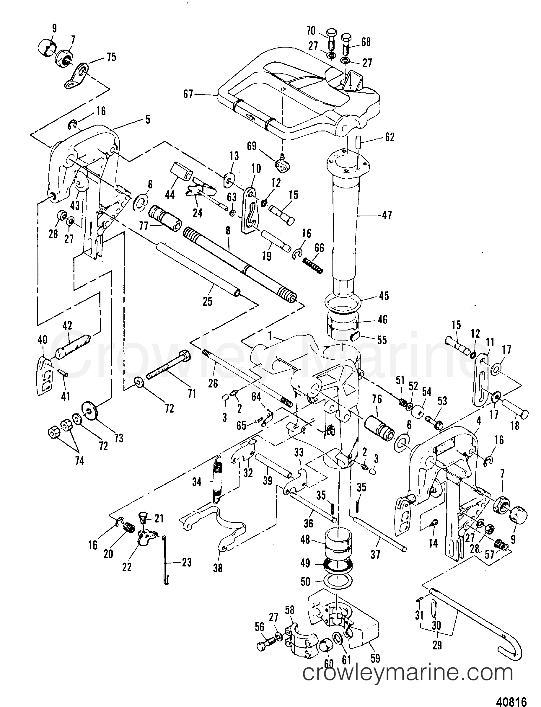 CLAMP AND SWIVEL BRACKET/REVERSE LOCK - 1989 Outboard 40 [ML] 7040217PW ...