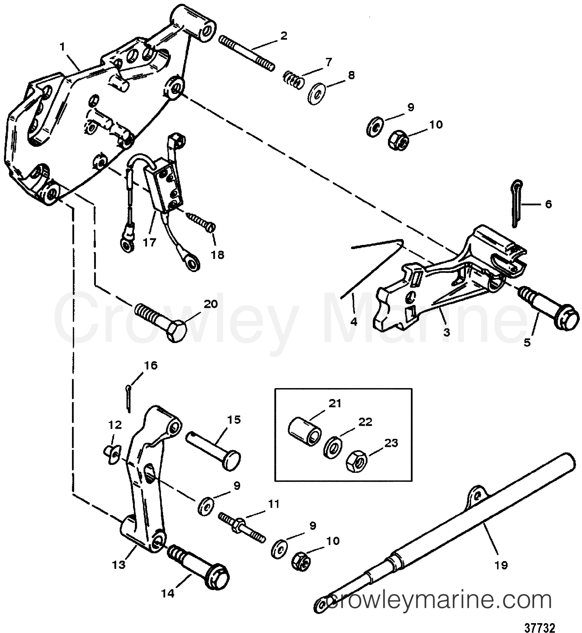 SHIFT BRACKET(ALPHA ENGINES) - 1996 Stern Drive 5.7L [ALPHA I ...