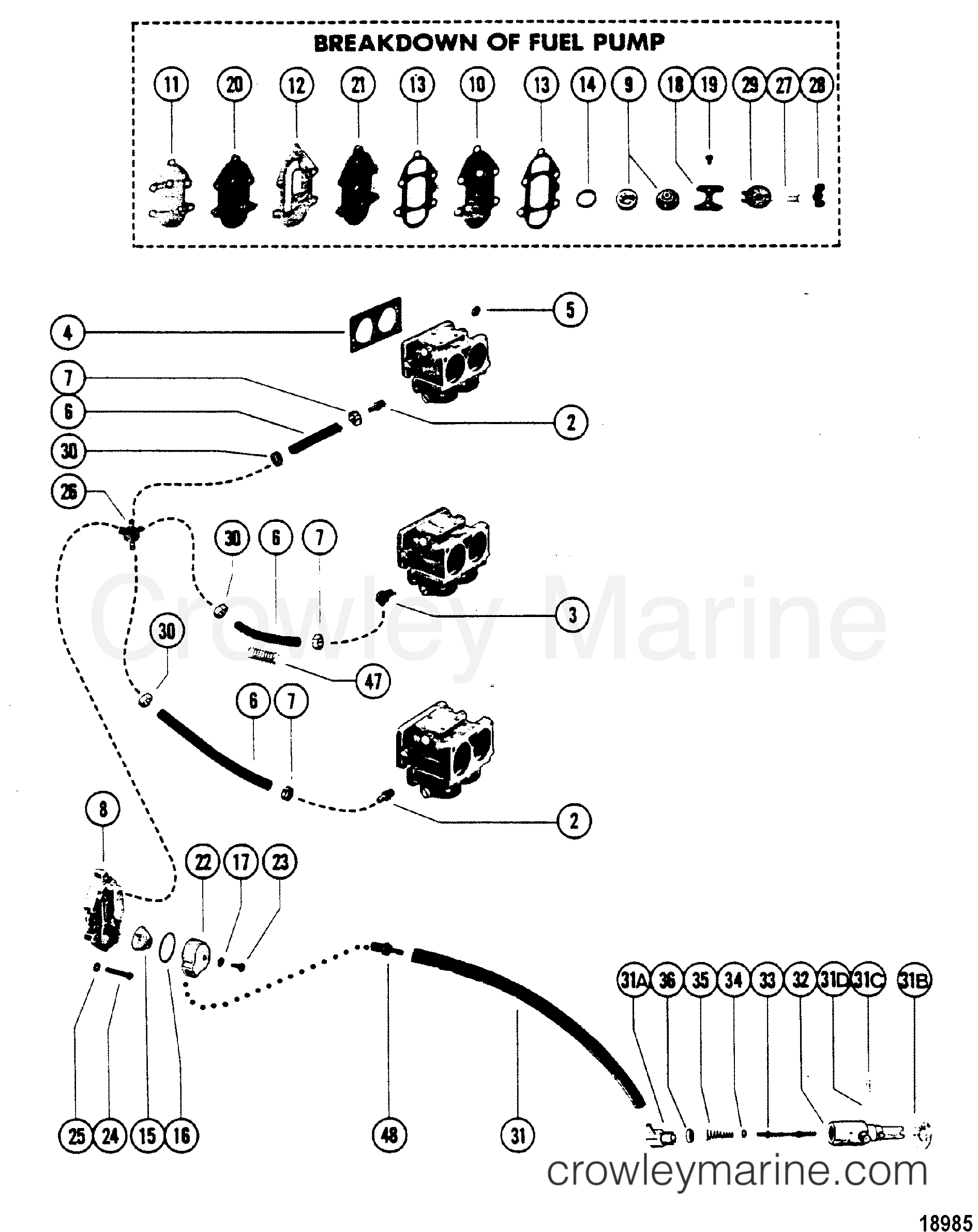FUEL PUMP(DESIGN I) - 1986 Outboard 200 [ELPTO] 1200726 | Crowley Marine