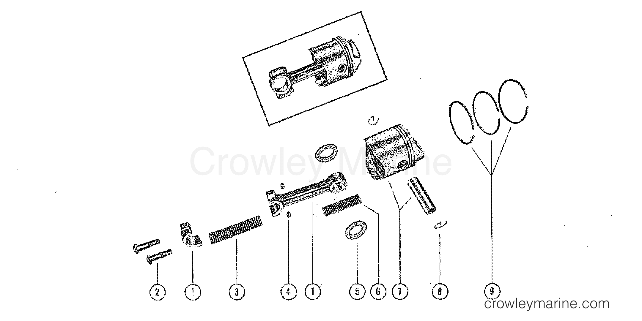 PISTON AND CONNECTING ROD ASSEMBLY - 1975 Outboard 20 1200205 | Crowley ...