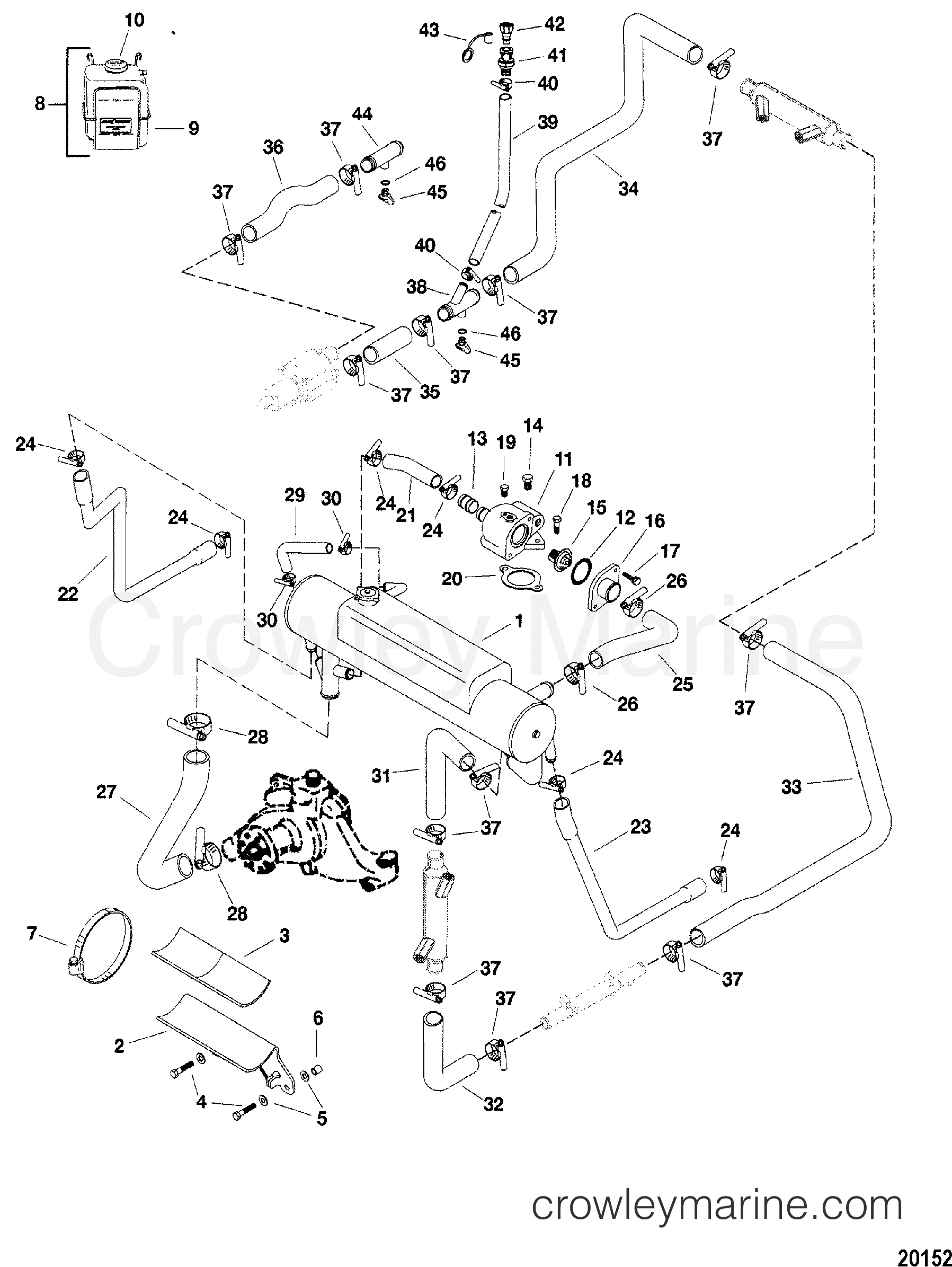 CLOSED COOLING SYSTEM(454 MAG MPI HORIZON) - 1997 Inboard Engine 8.2L ...