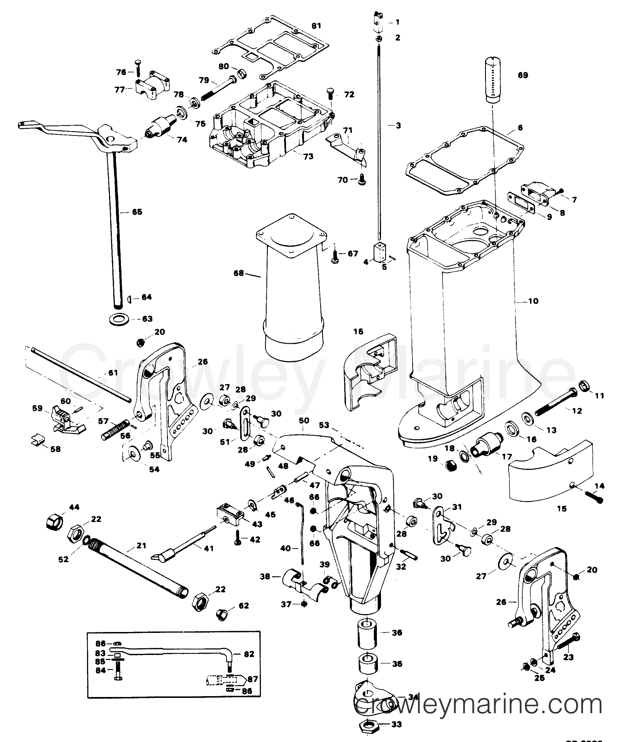 MOTOR LEG - 1984 Outboard 60 H0606H84A | Crowley Marine