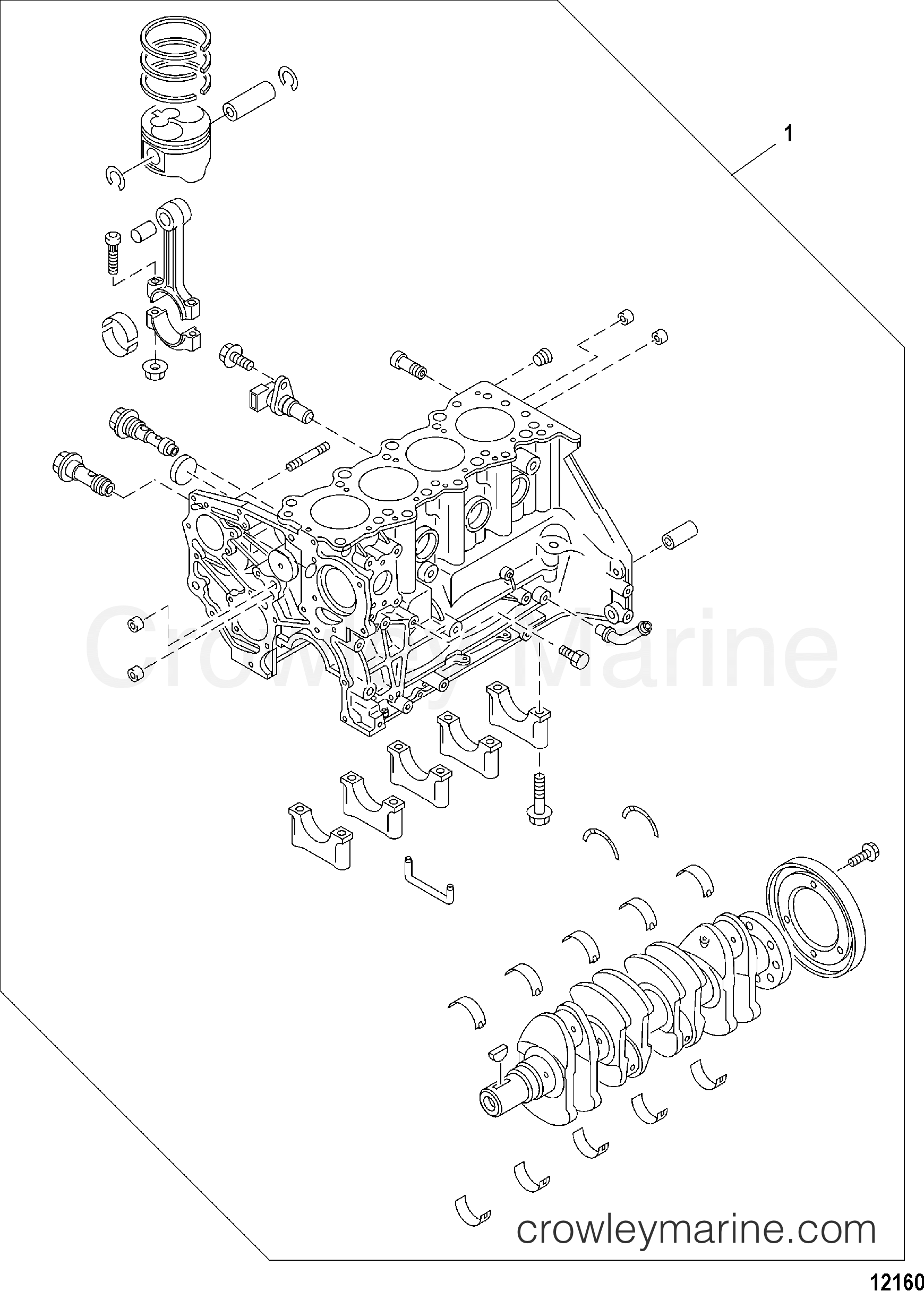 SERVICE KIT - PARTIAL ENGINE ASSEMBLY - 1998 Stern Drive 1.7L [MS 120 ...