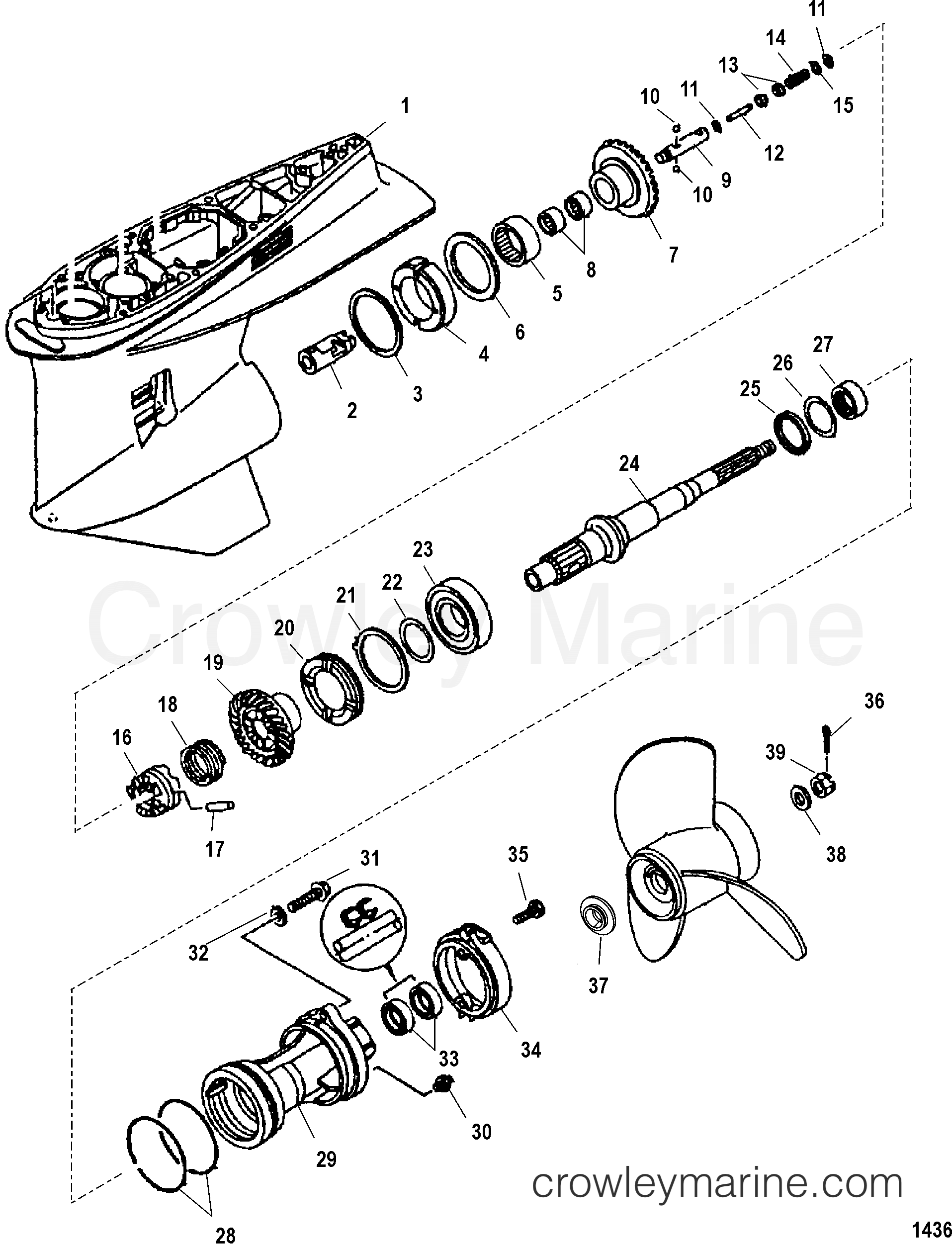 GEAR HOUSING, PROPELLER SHAFT - COUNTER ROTATION - 2003 Outboard 225EFI ...