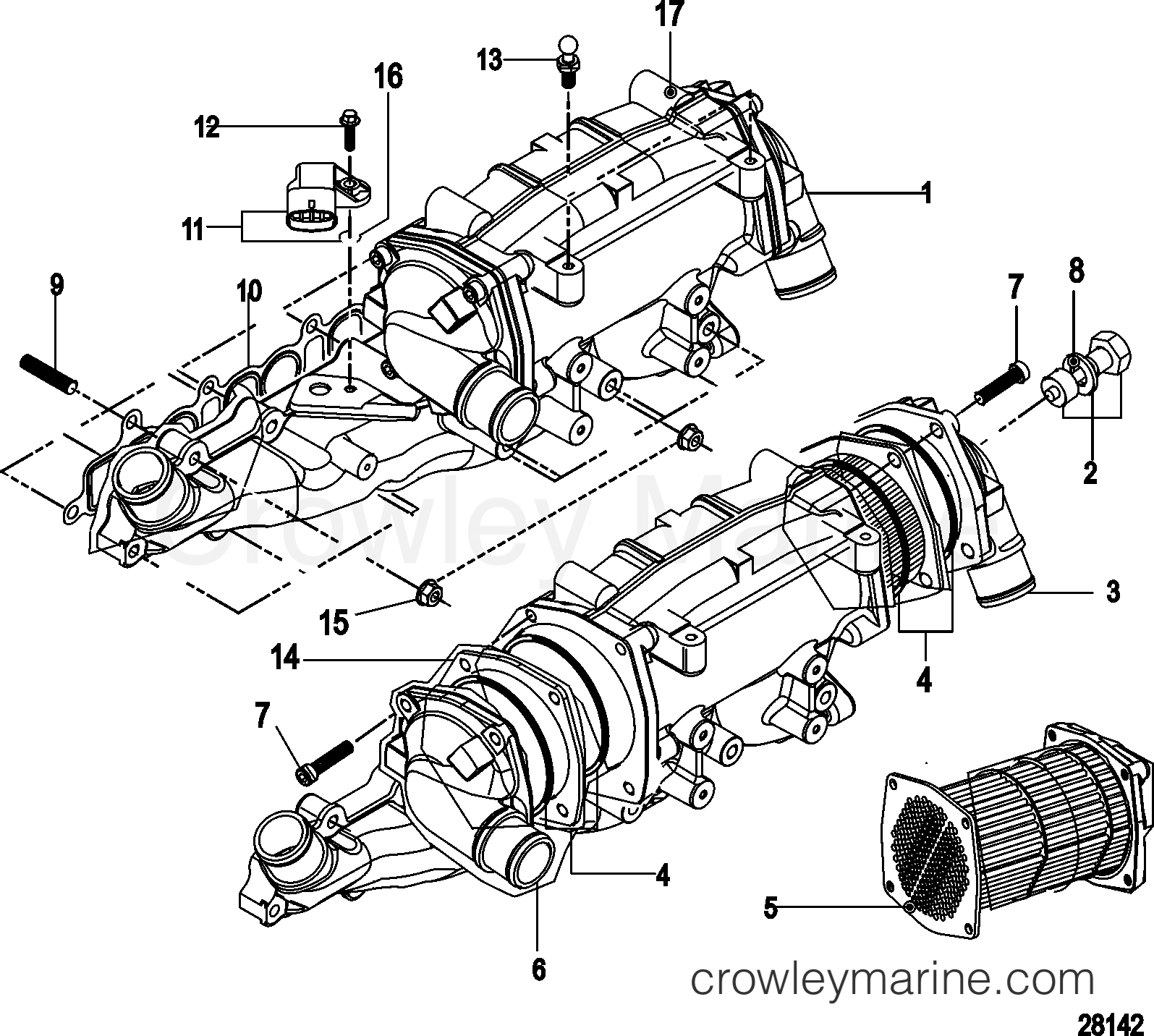 INTAKE MANIFOLD/HEAT EXCHANGER - 1998 Stern Drive 2.0L QSD [EJ 130 ...