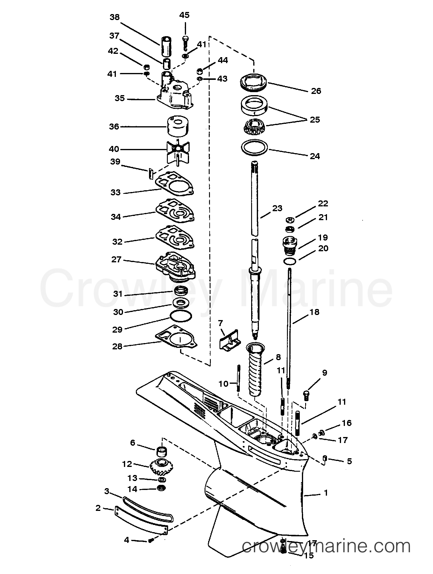 GEAR HOUSING (DRIVESHAFT)(COUNTER ROTATION) - 1996 Race Outboard 2.5 OS ...