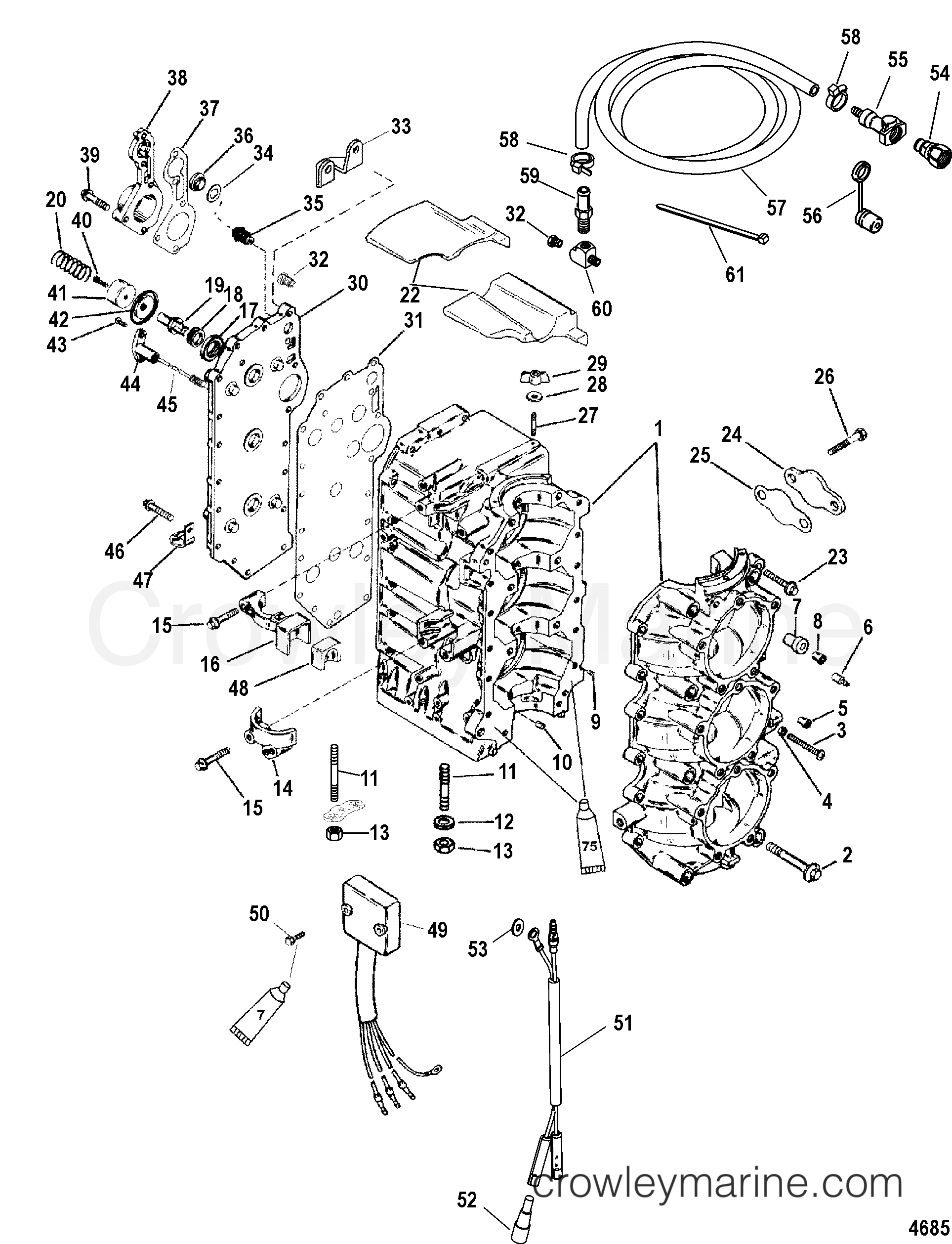 CYLINDER BLOCK - 2005 Outboard 75 [ELH] 7075317TB | Crowley Marine