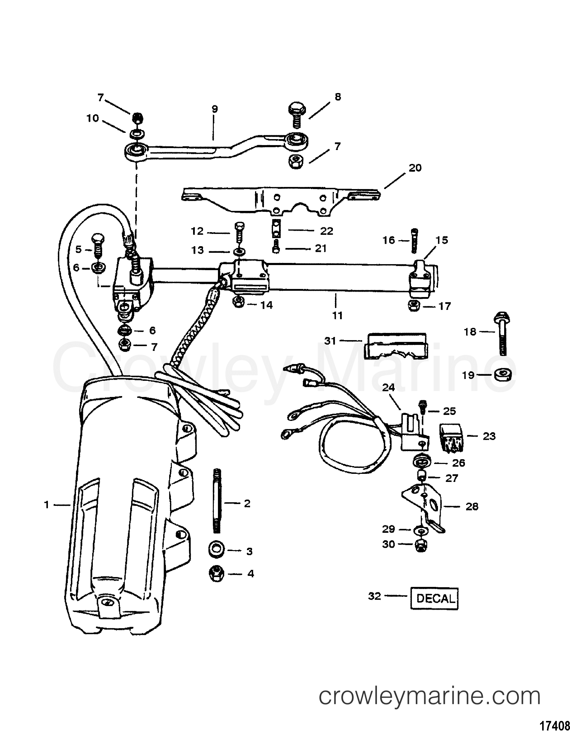 TRANSOM MOUNT POWER STEERING KIT - 1992 Outboard 150XR6 [ELPTO ...