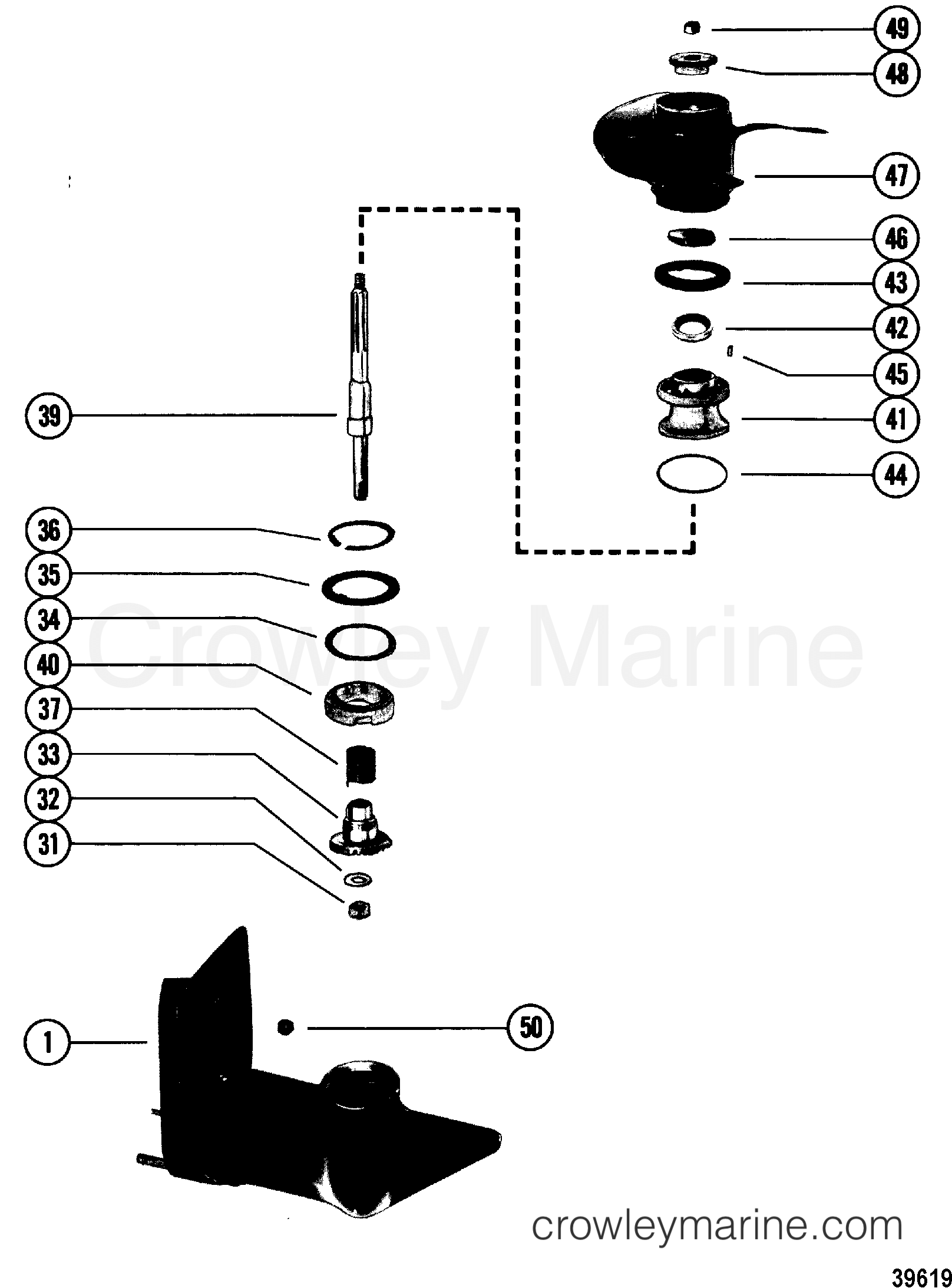 GEAR HOUSING ASSEMBLY(PROPELLER SHAFT) - 1980 Outboard 4 [ML] 1004220 ...