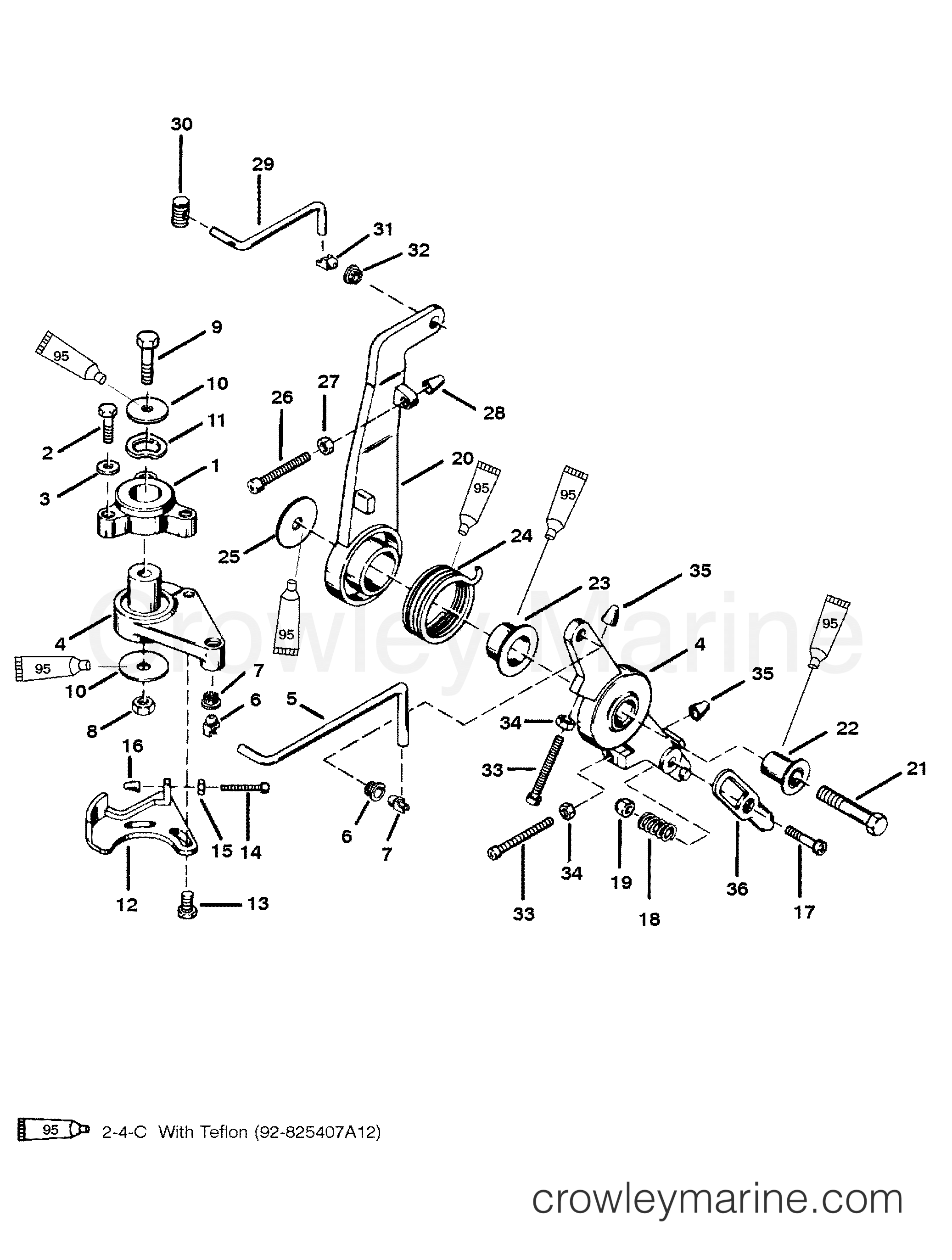 THROTTLE CONTROL LINKAGE (PLASTIC LINK ROD SWIVELS) - 1989 Outboard 40 ...