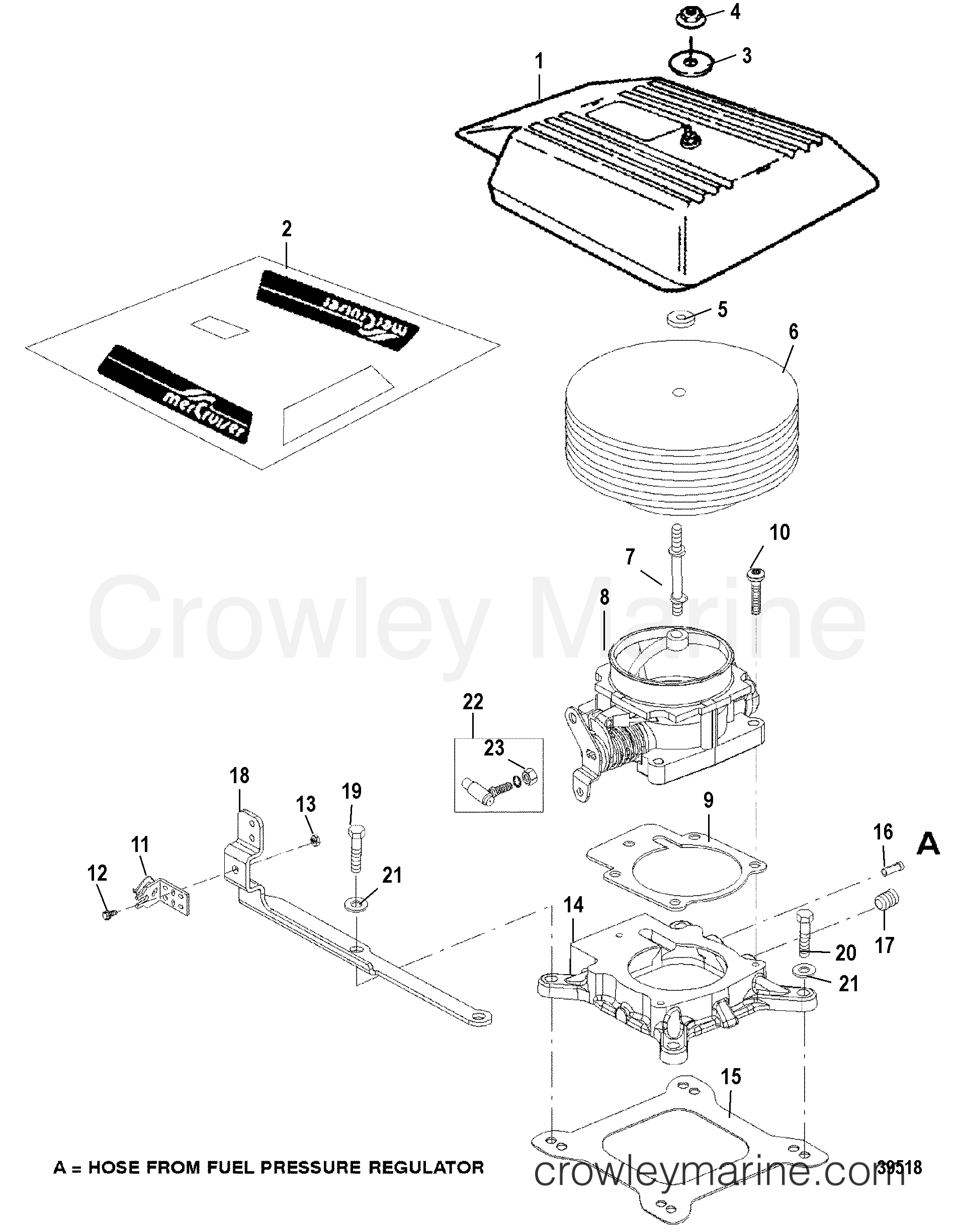 INTAKE PLENUM AND FLAME ARRESTOR(SN 0L304600 & UP) - 1998 Inboard ...