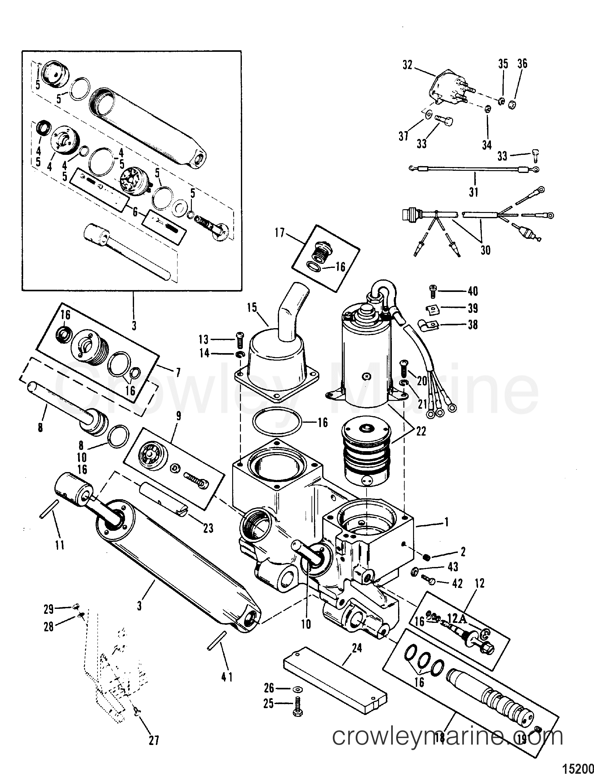 POWER TRIM COMPONENTS(THREE RAM POWER TRIM DESIGN I) - 1988 Outboard ...