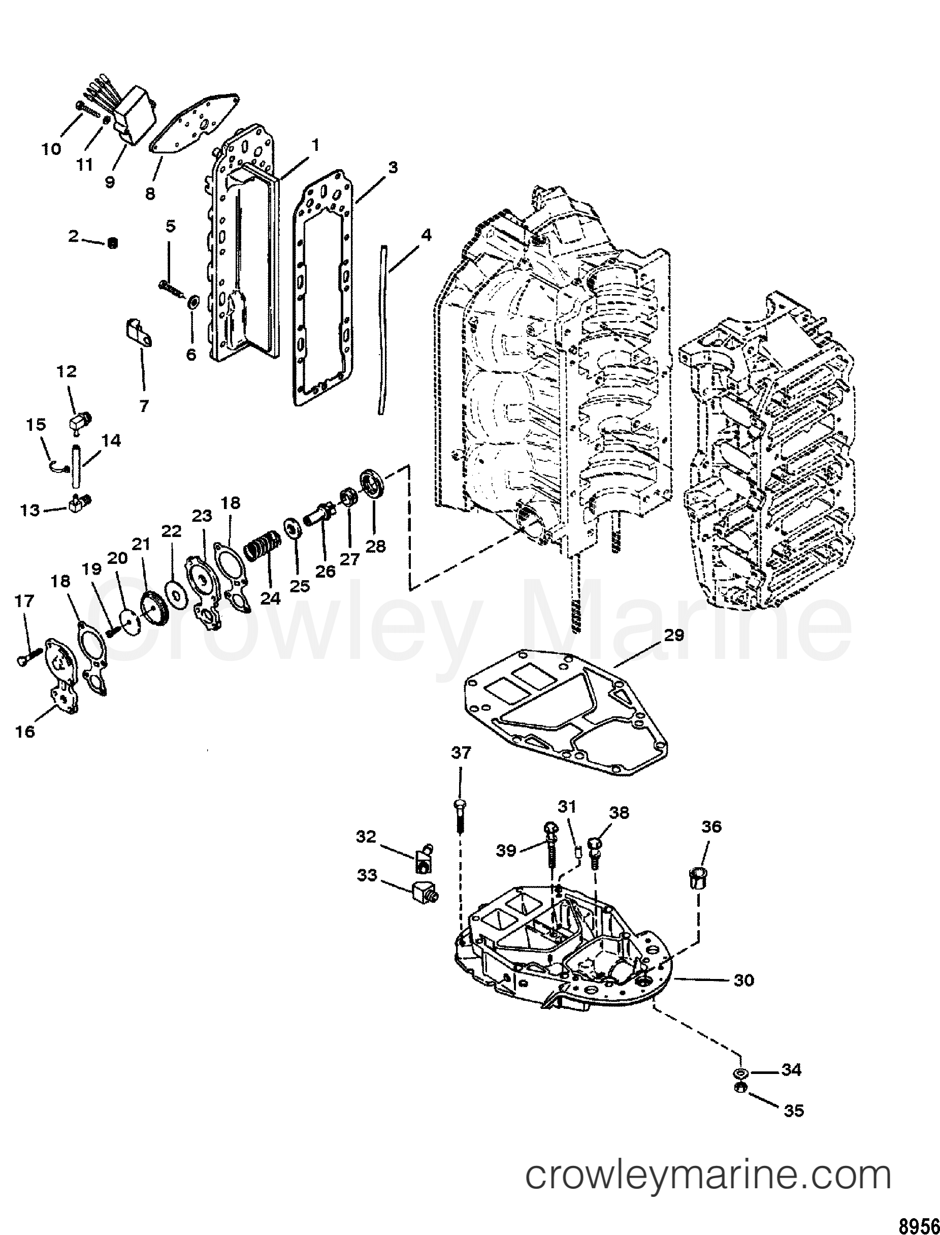 EXHAUST DIVIDER AND EXHAUST PLATE - 1994 Race Outboard 150 [PRO-MAX ...