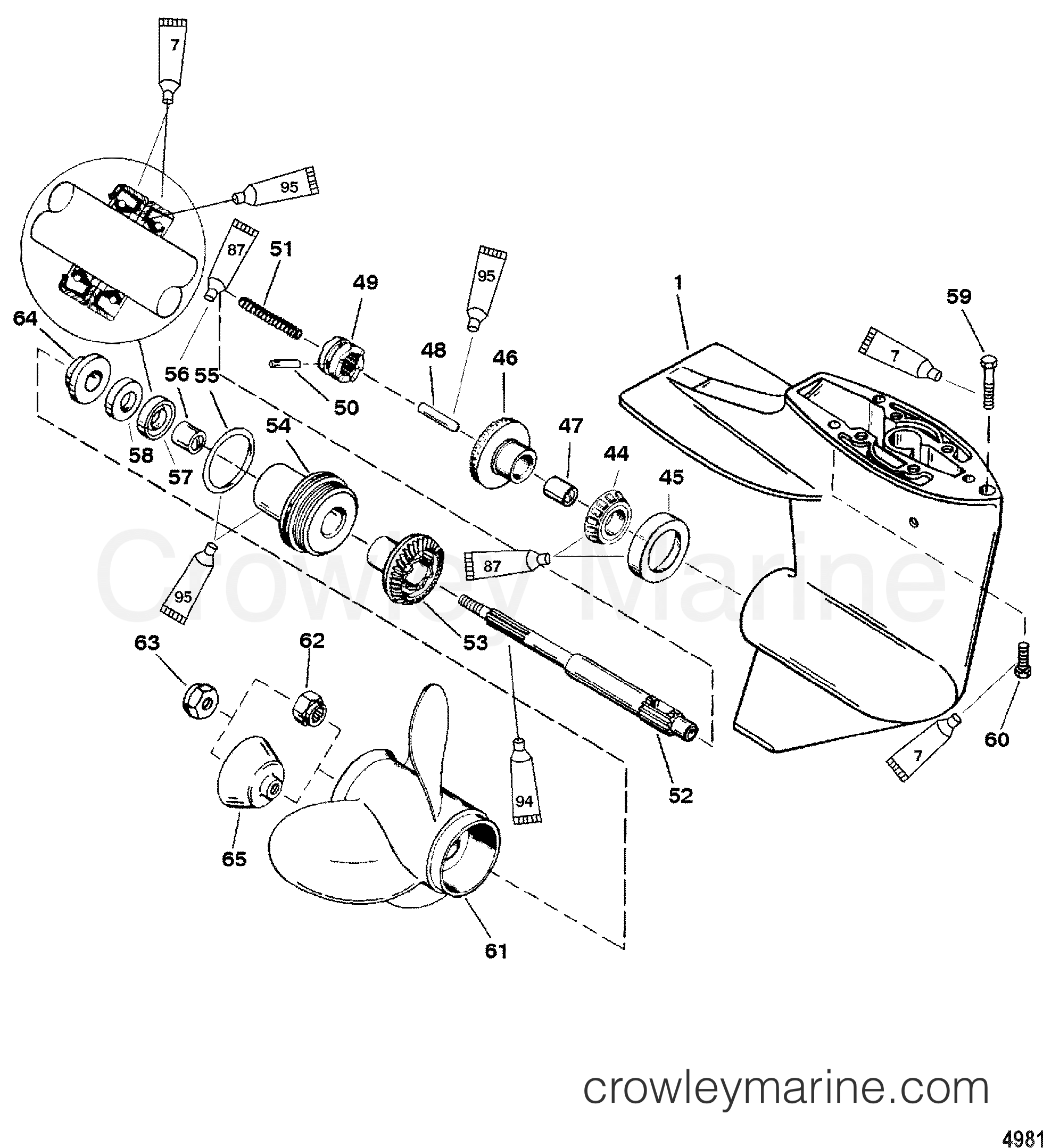 GEAR HOUSING, PROPELLER SHAFT - 2.00:1 GEAR RATIO - 2006 Outboard 15 ...