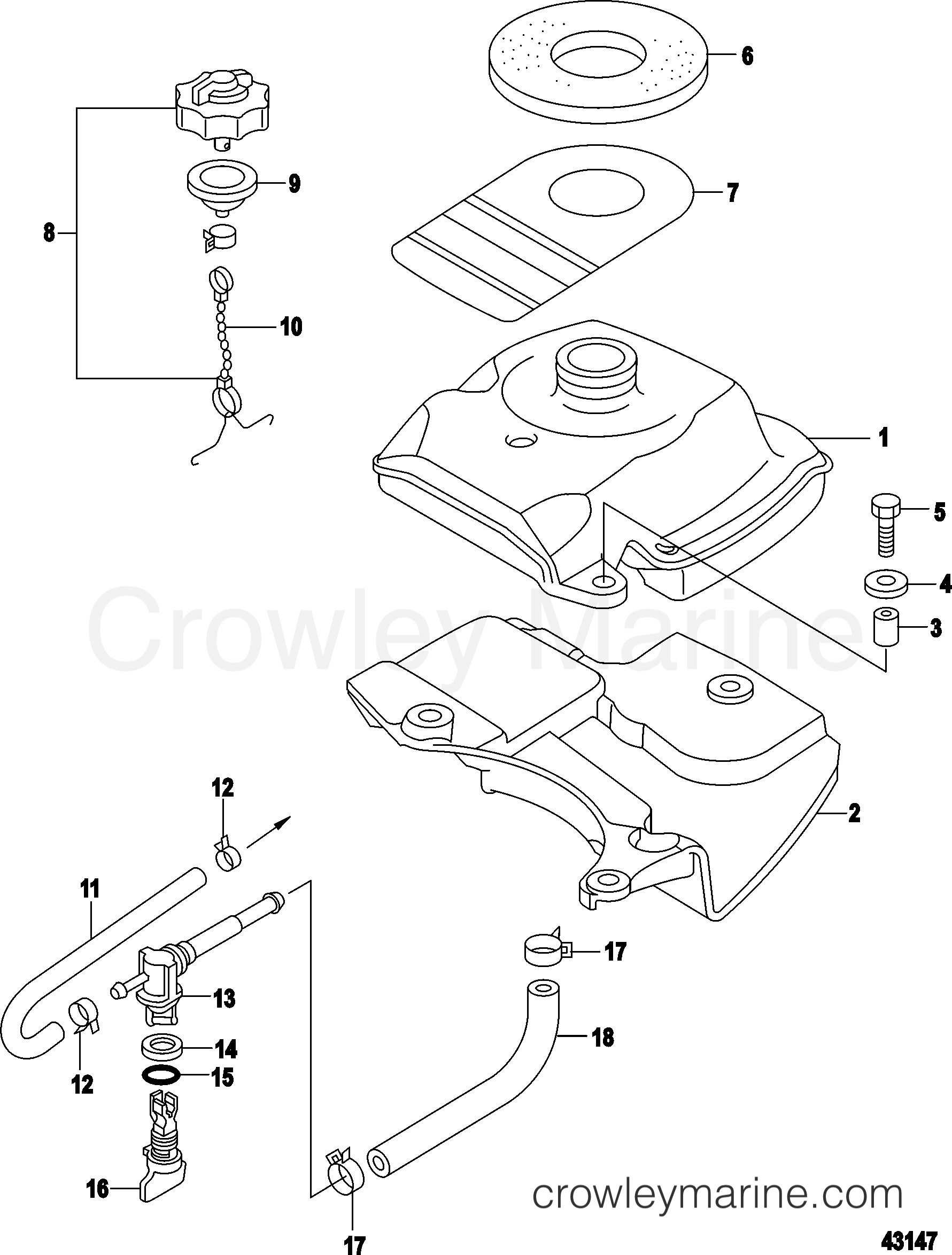Fuel Tank All Models Serial 0r318096 Thru 0r448032 2006 Outboard 2