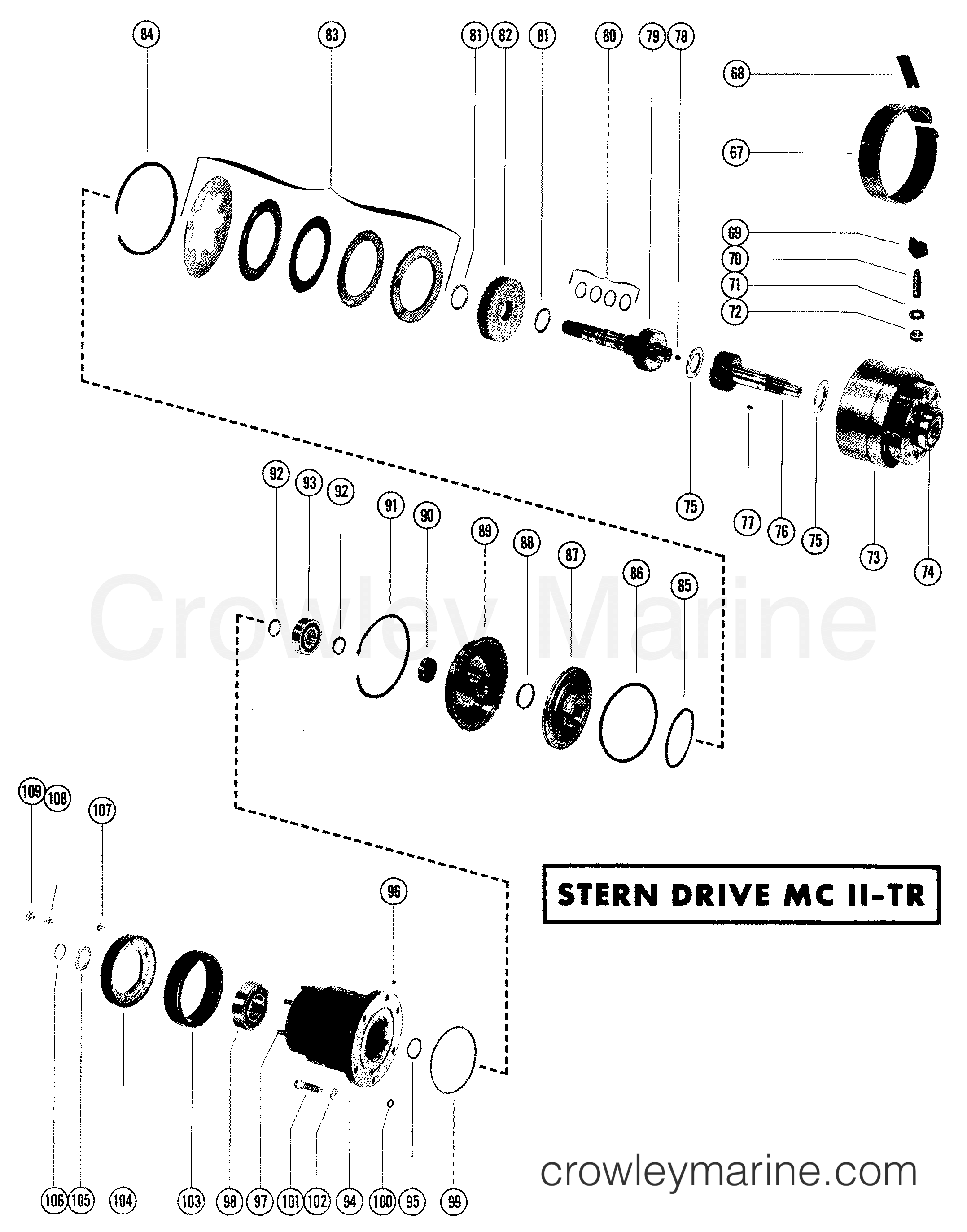 TRANSMISSION ASSEMBLY (STERN DRIVE MC II-TR) CONT. - Serial Range Stern ...
