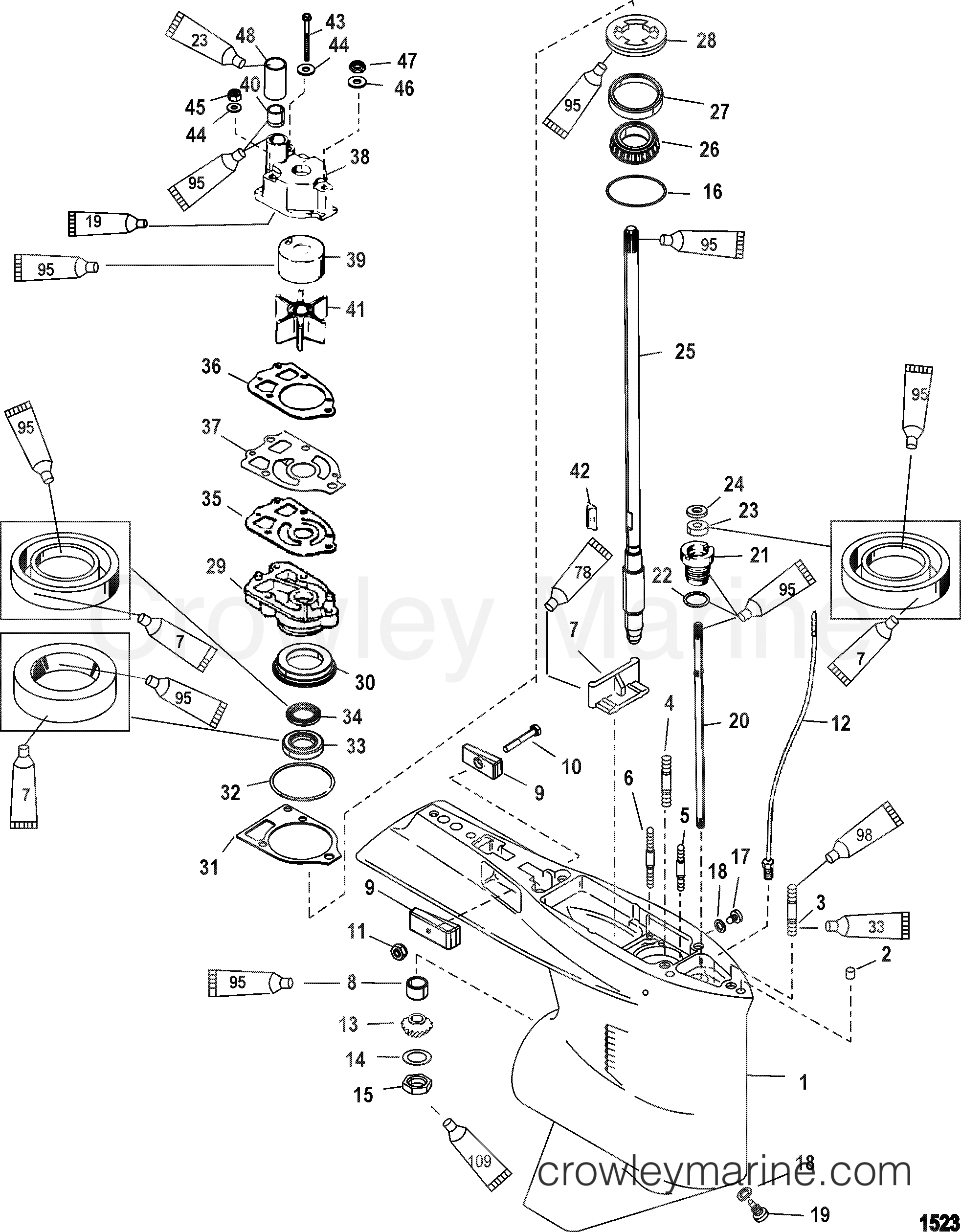 GEAR HOUSING(DRIVESHAFT)(STANDARD/COUNTER ROTATION) - 1999 Outboard ...