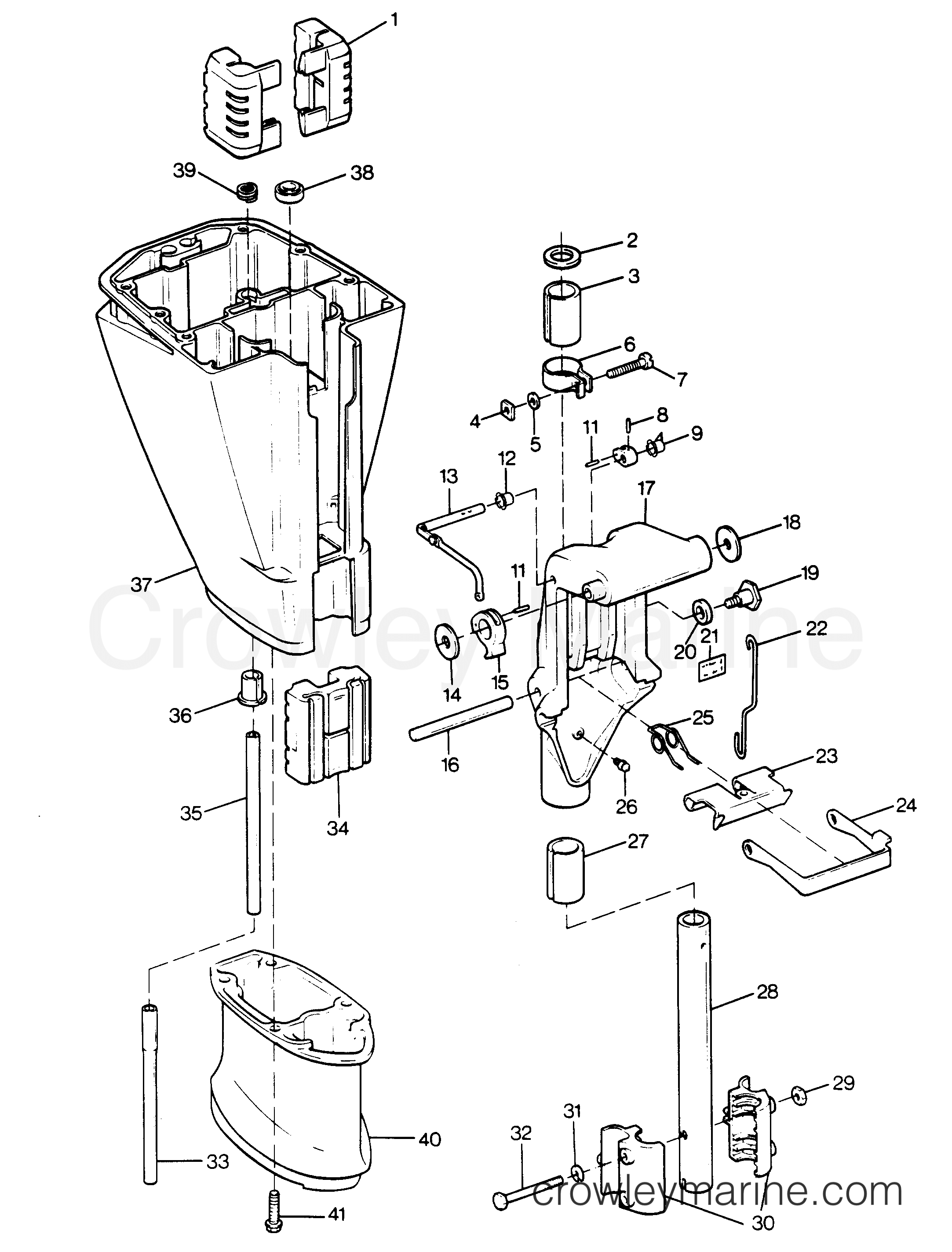 MOTOR LEG AND SWIVEL BRACKET - 1988 Outboard 7.5 225.581750 | Crowley ...
