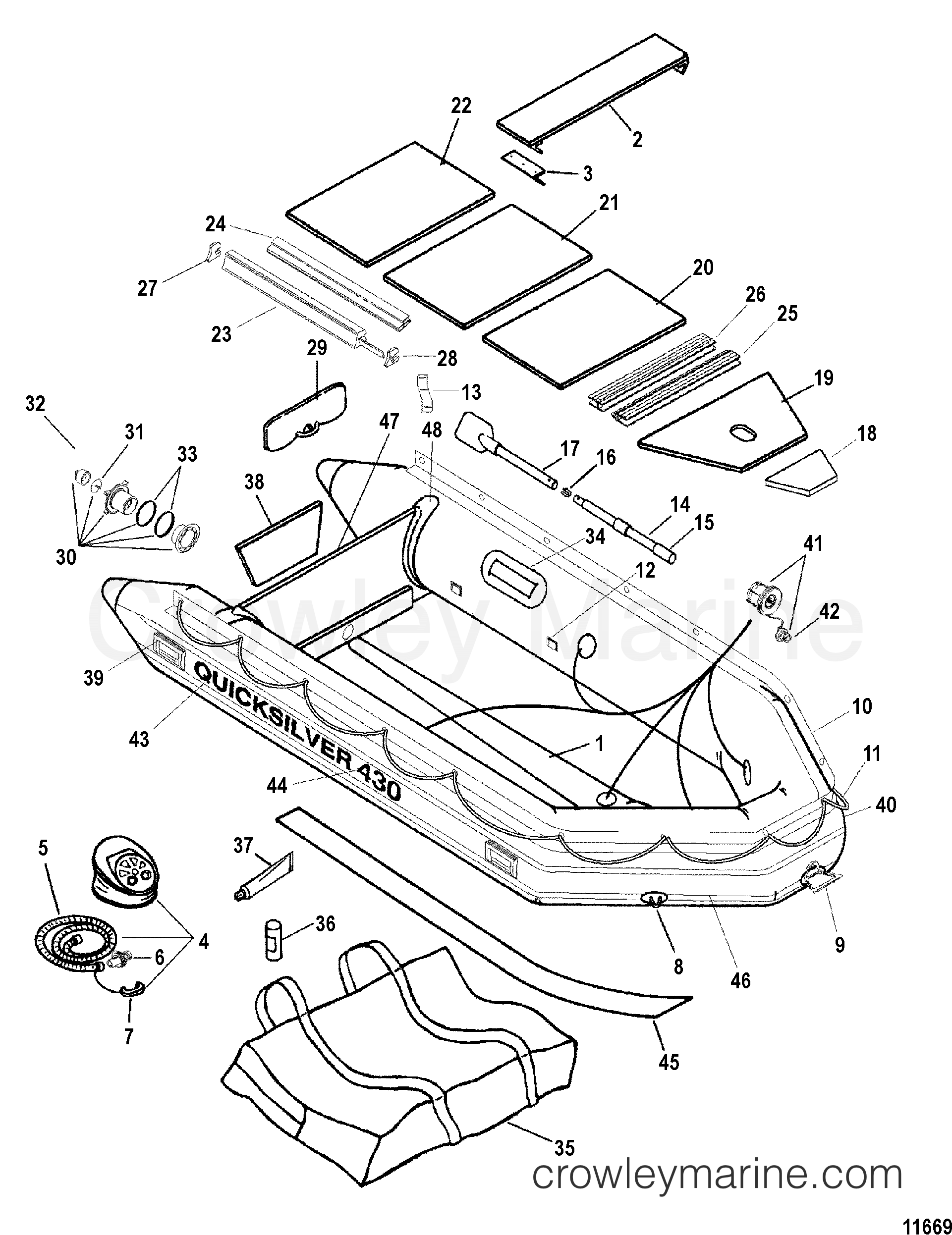 QUICKSILVER INFLATABLES(430) - 1996 Inflatable Boat 7.6DIN [REL - 1996 ...