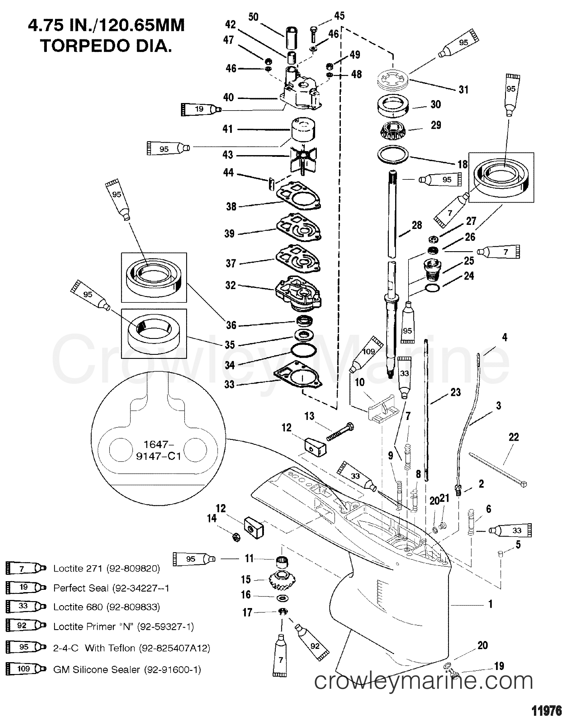 GEAR HOUSING(DRIVESHAFT-COUNTER-S/N-0G437999 & BELOW) - 1996 Outboard ...
