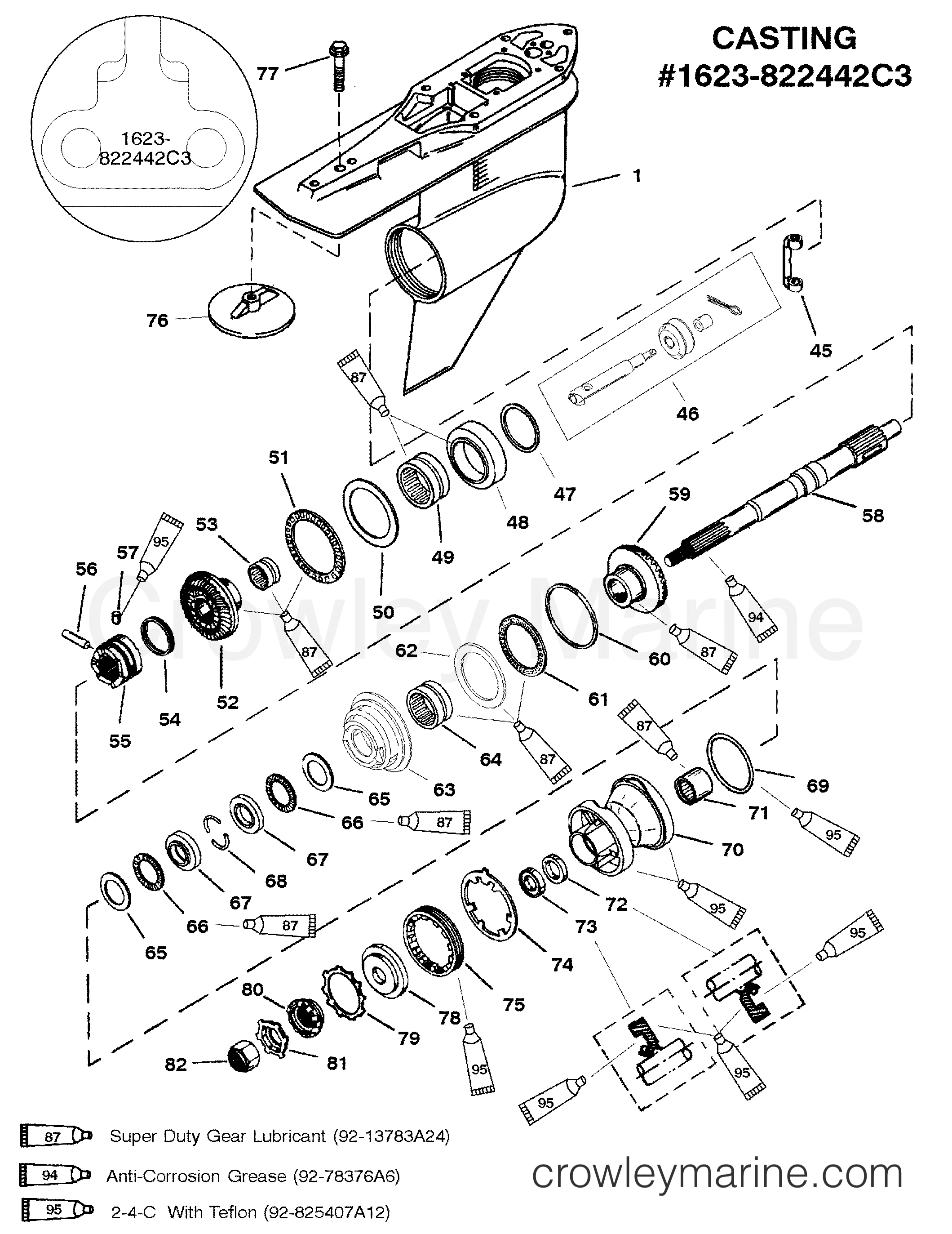 GEAR HSG(PROP SHAFT)COUNTER ROTATION(0G438000 & UP) - 1997 Outboard ...