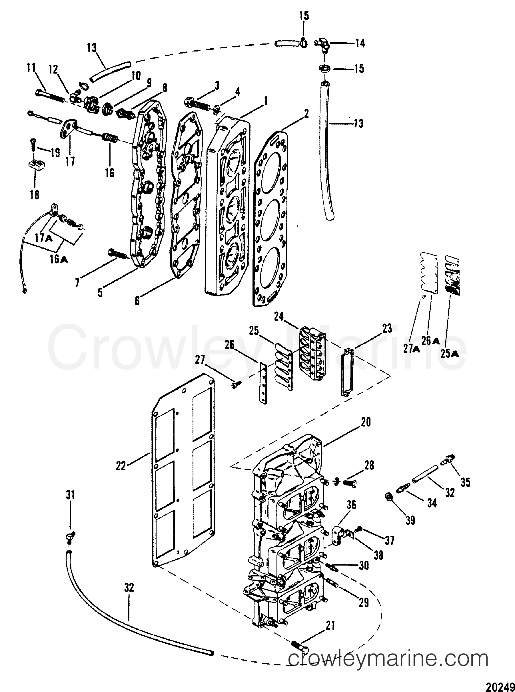 REED BLOCK AND CYLINDER HEAD - 1985 Outboard 150 [EXLPTO] 7150745 ...