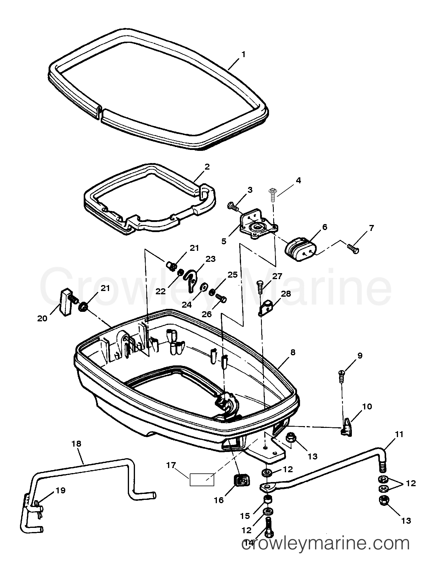 COWL ASSEMBLY-BOTTOM - 1996 Outboard 75 H075412SD [ELPT] | Crowley Marine