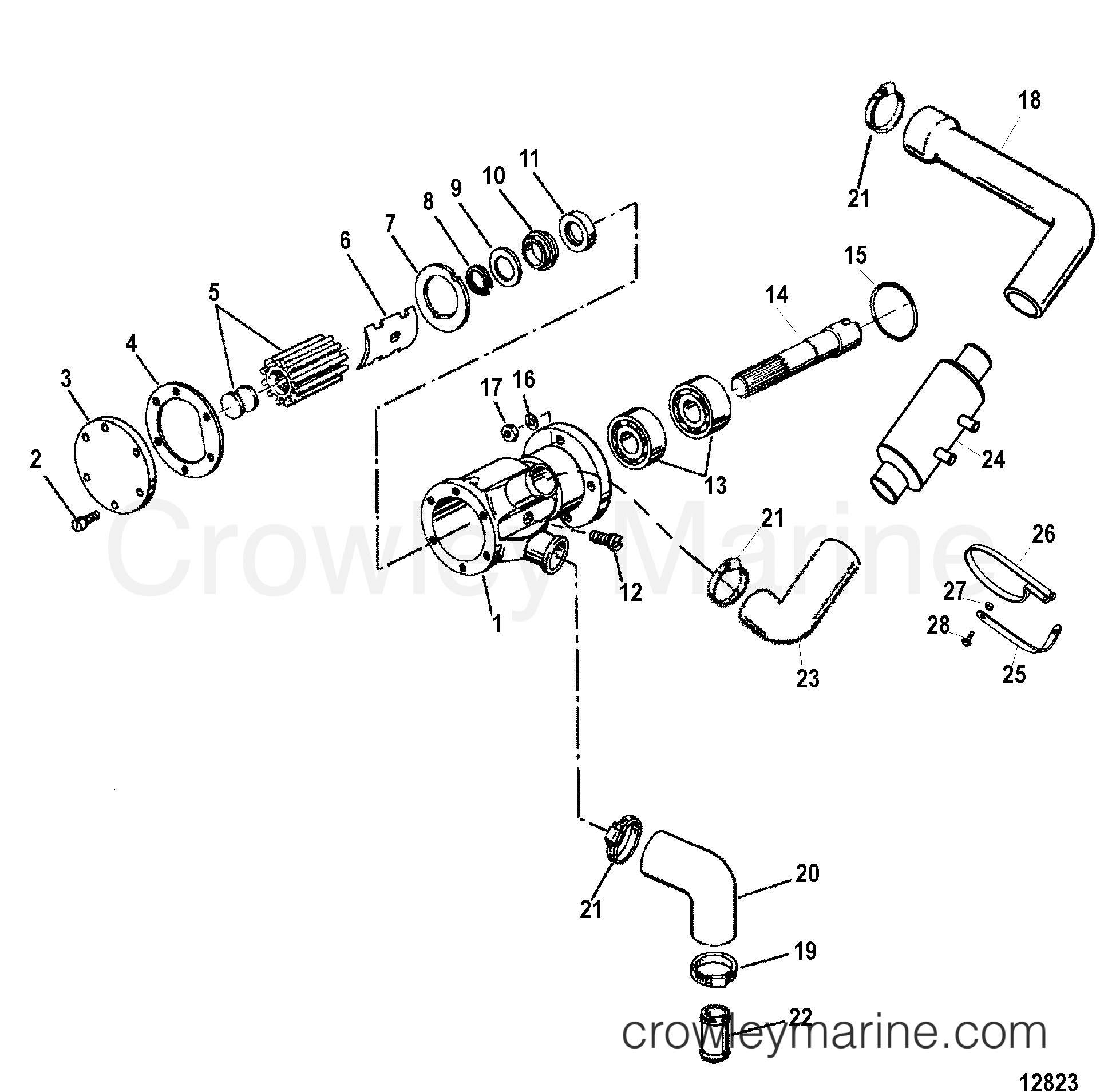 SEAWATER PUMP - 1998 Inboard Engine 4.2L [MI 230] 30420012D | Crowley ...