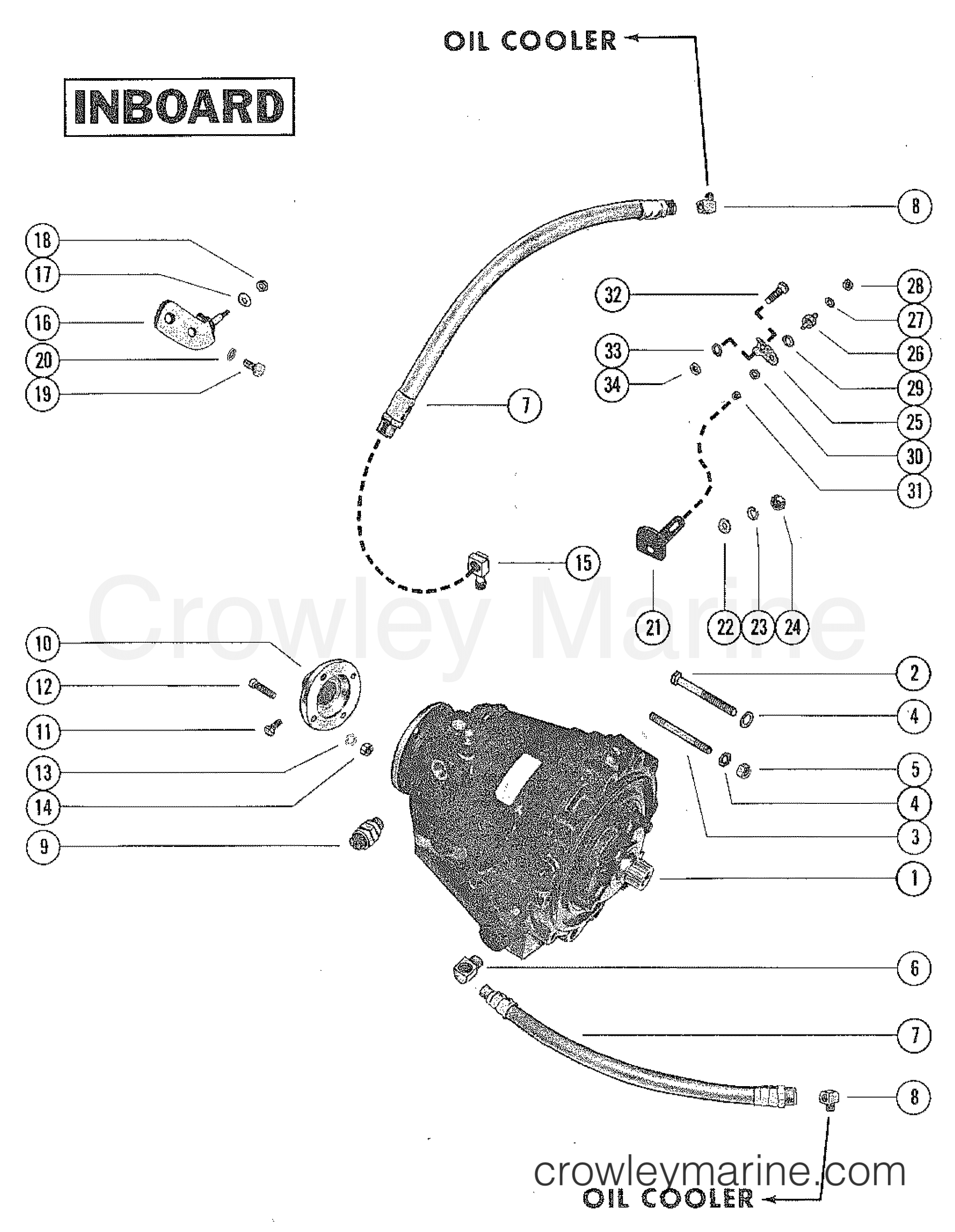 TRANSMISSION AND RELATED PARTS (INBOARD) - Serial Range Stern Drive 225 ...