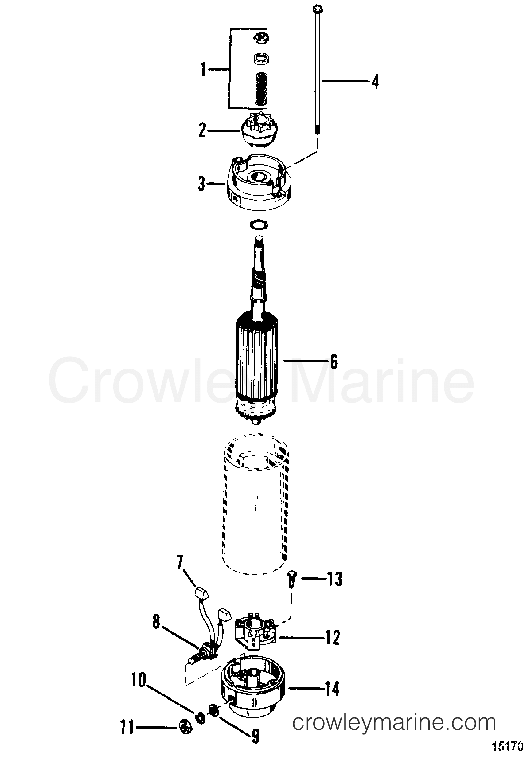 STARTER MOTOR ASSEMBLY - 1984 Outboard 90 [ELPT] 1090624 | Crowley Marine
