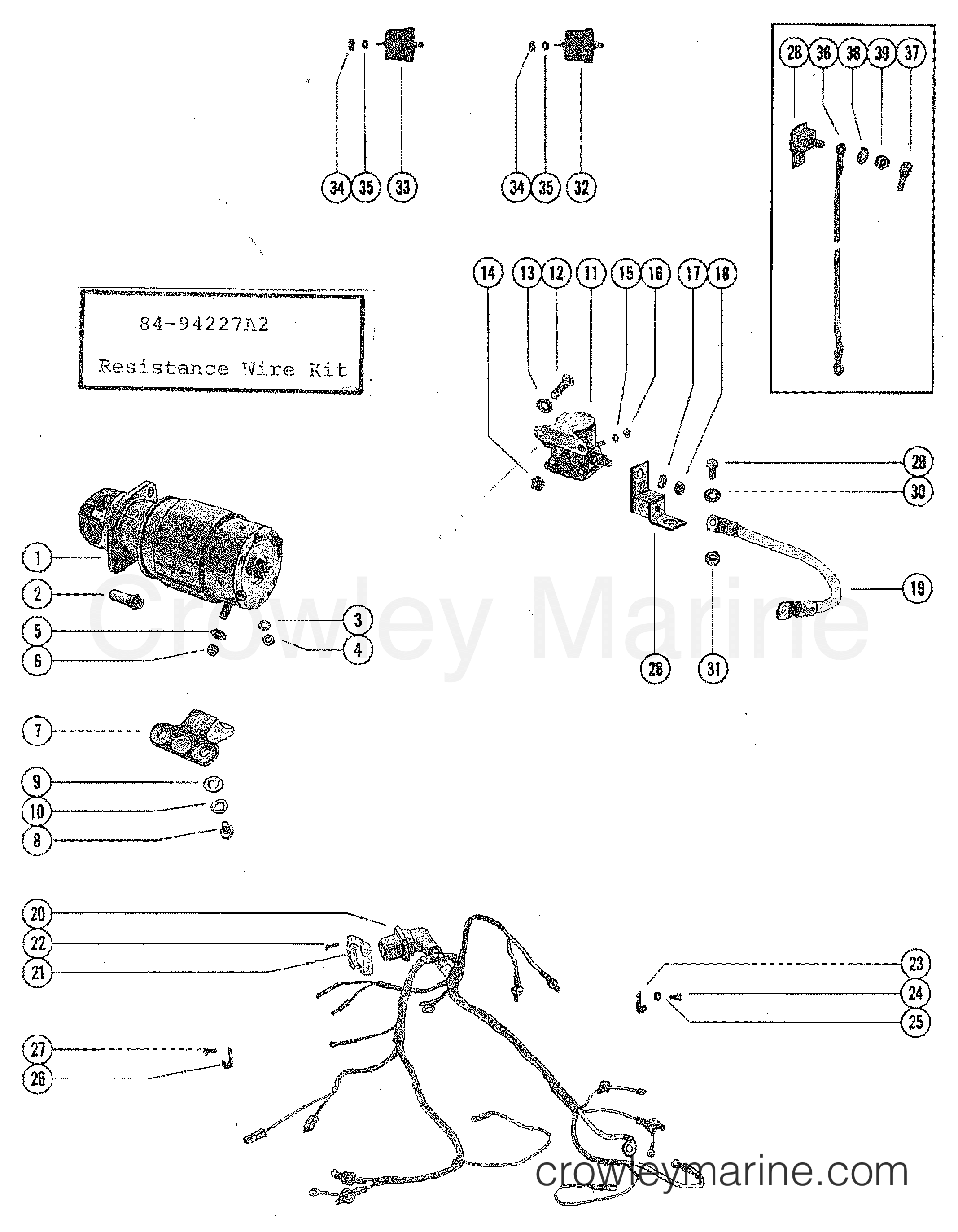 STARTER ASSEMBLY AND WIRING HARNESS - Serial Range Stern Drive 470 (2 ...