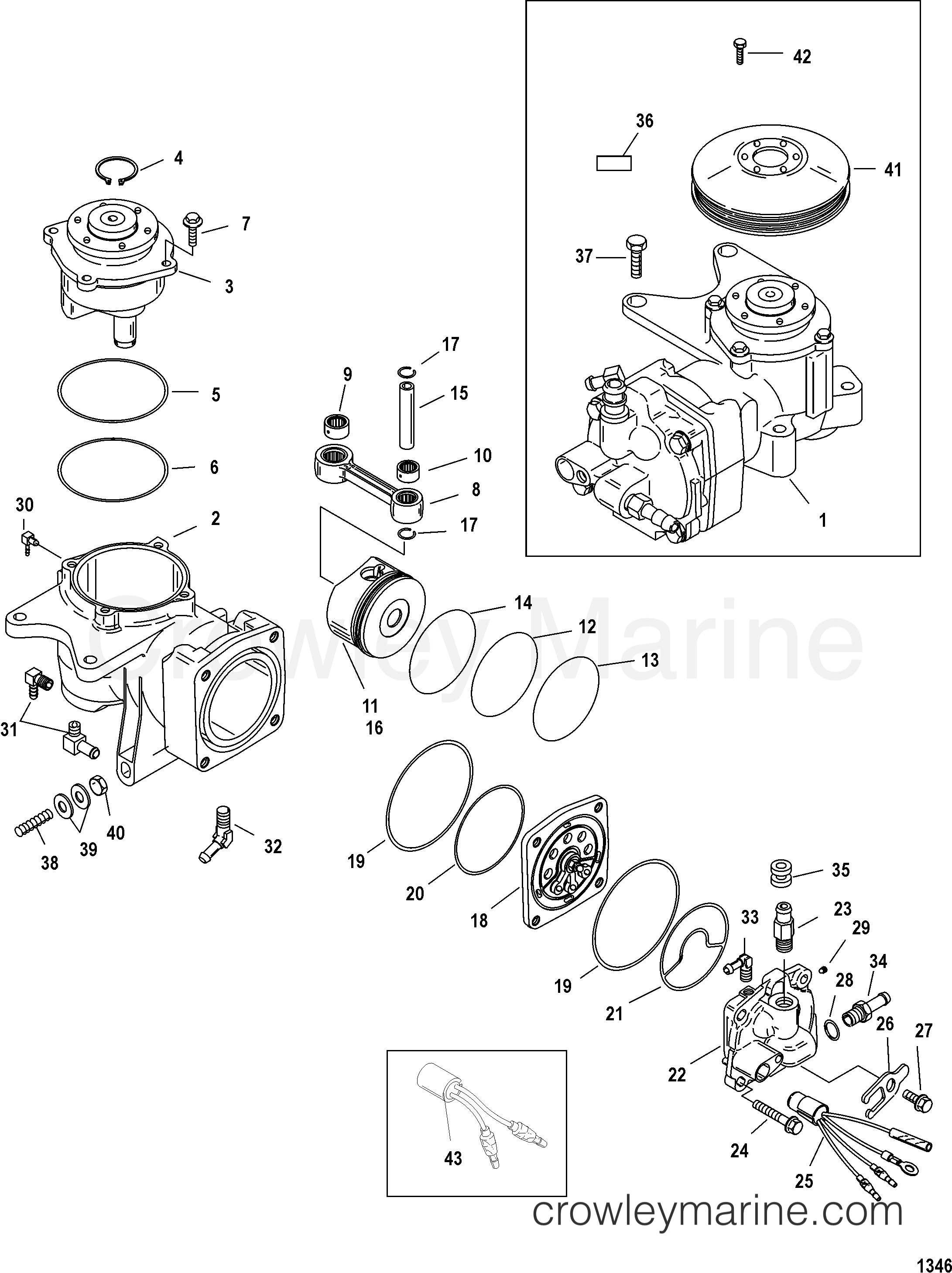 AIR COMPRESSOR COMPONENTS - 2001 Outboard 135DFI [CXL DIG SW] 7135D84KD ...