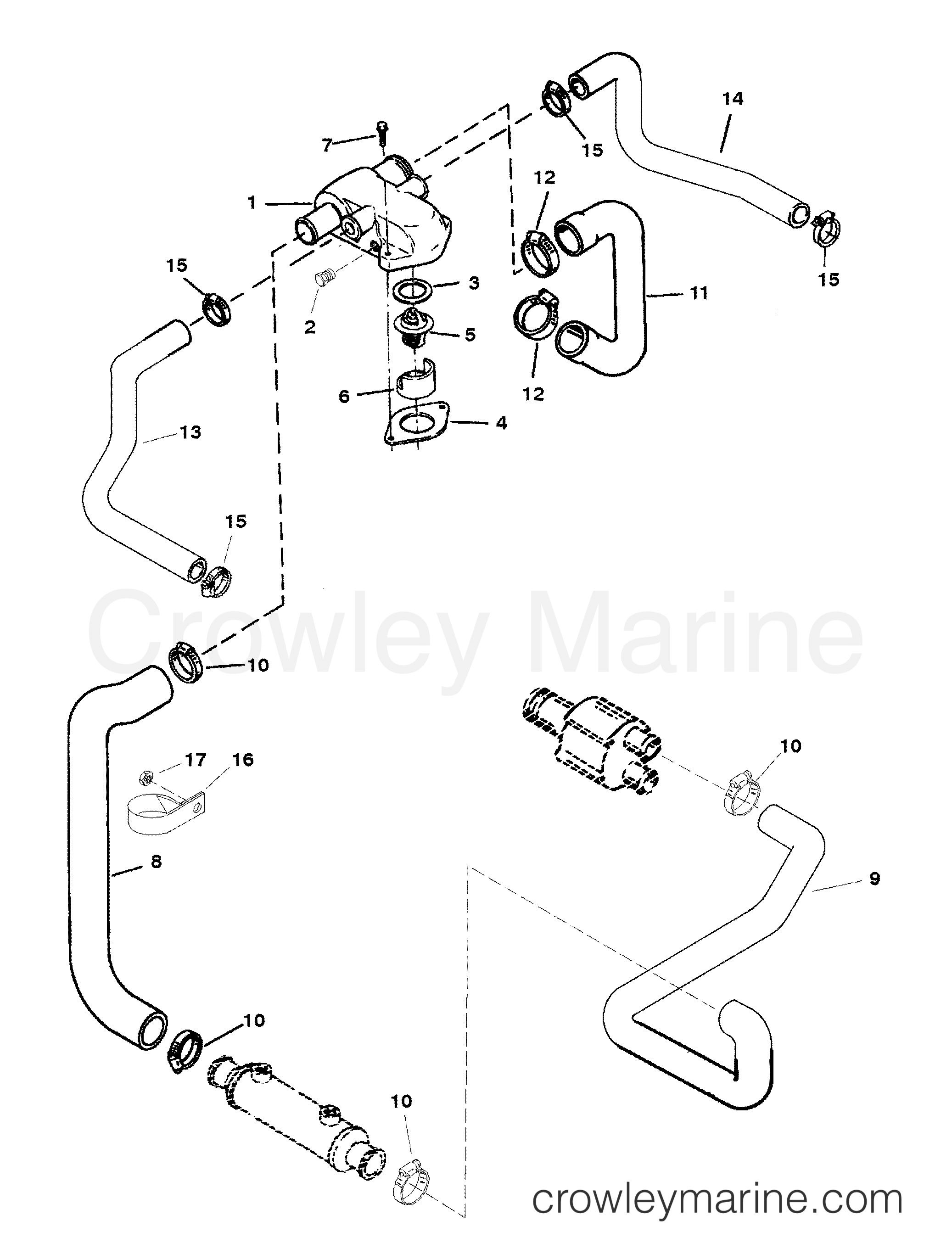 STANDARD COOLING SYSTEM - 1997 Inboard Engine 5.7L [CARB] 3571111KS ...
