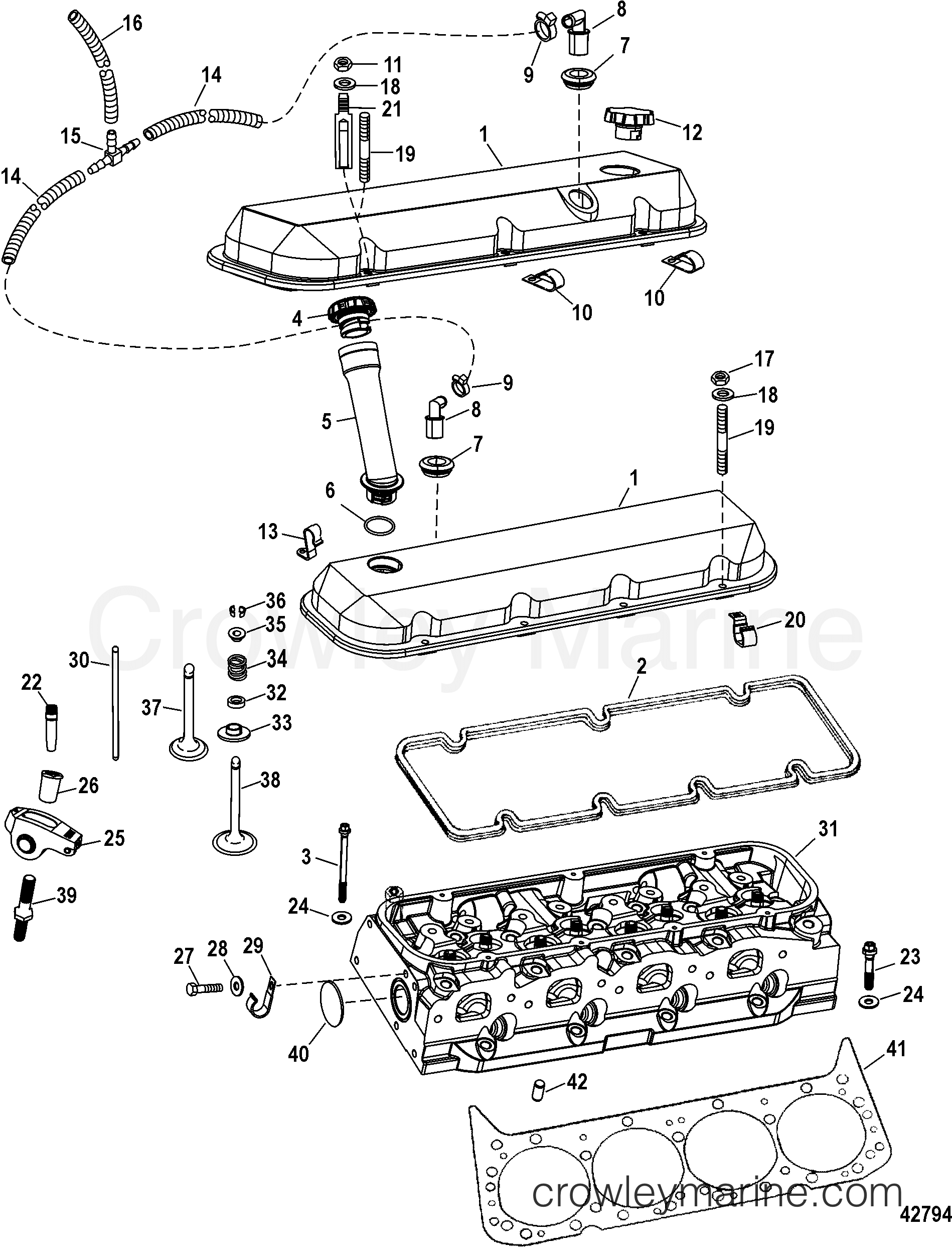 CYLINDER HEAD - 1998 Inboard Engine 8.2L [MPI HORIZ] 30820019U ...